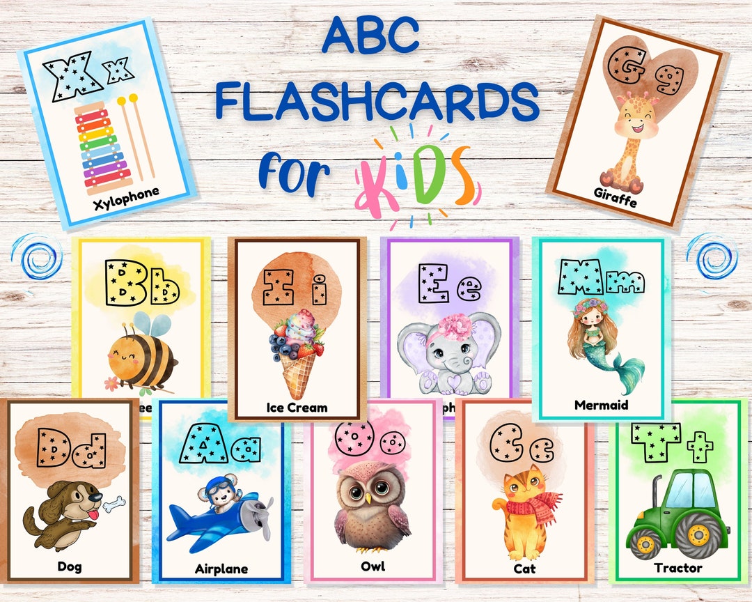 Watercolor ABC Flashcards Letter Recognition Language - Etsy