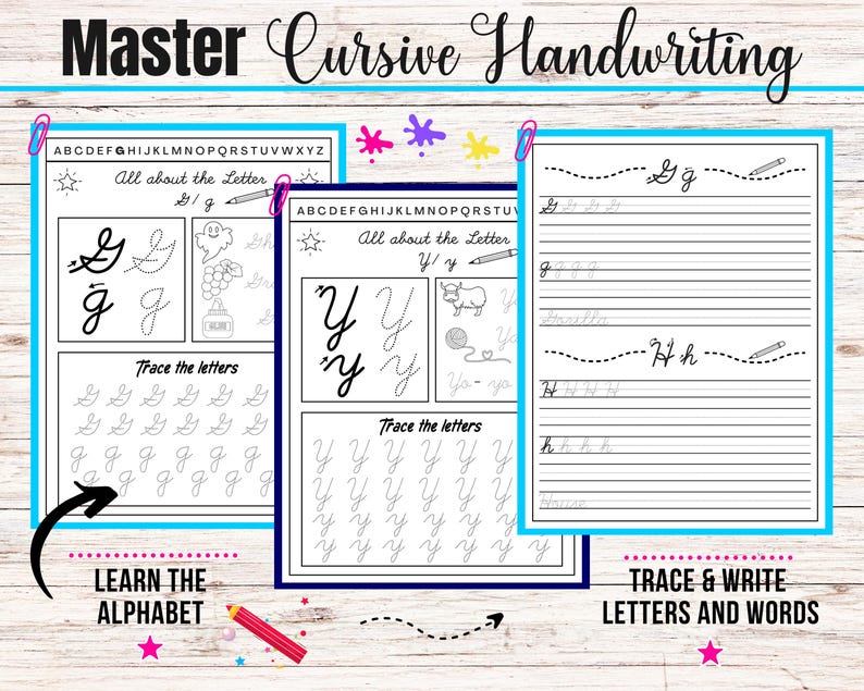 Cursive Handwriting Workbook Bundle for Kids 8-12 (PDF Download) - Etsy