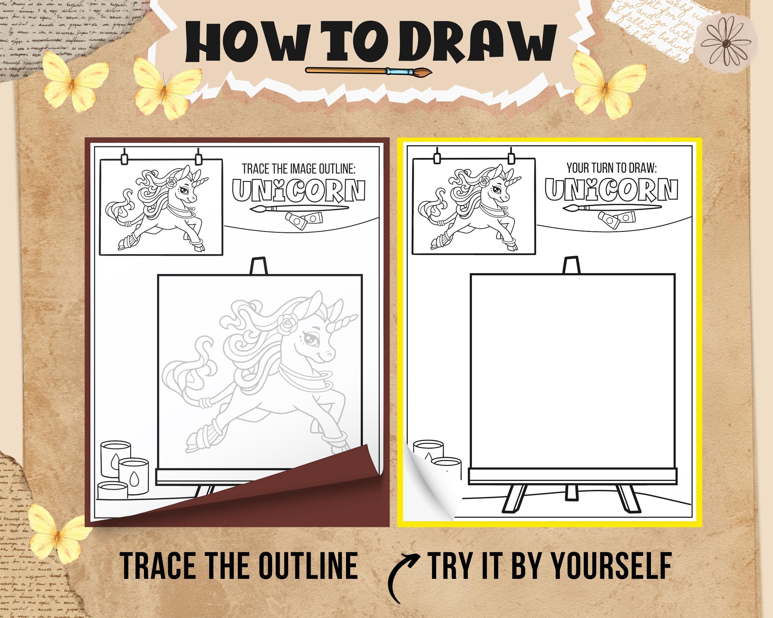 Kids Drawing Activity Pack: Step-by-step Guide, Trace Outlines (PDF ...