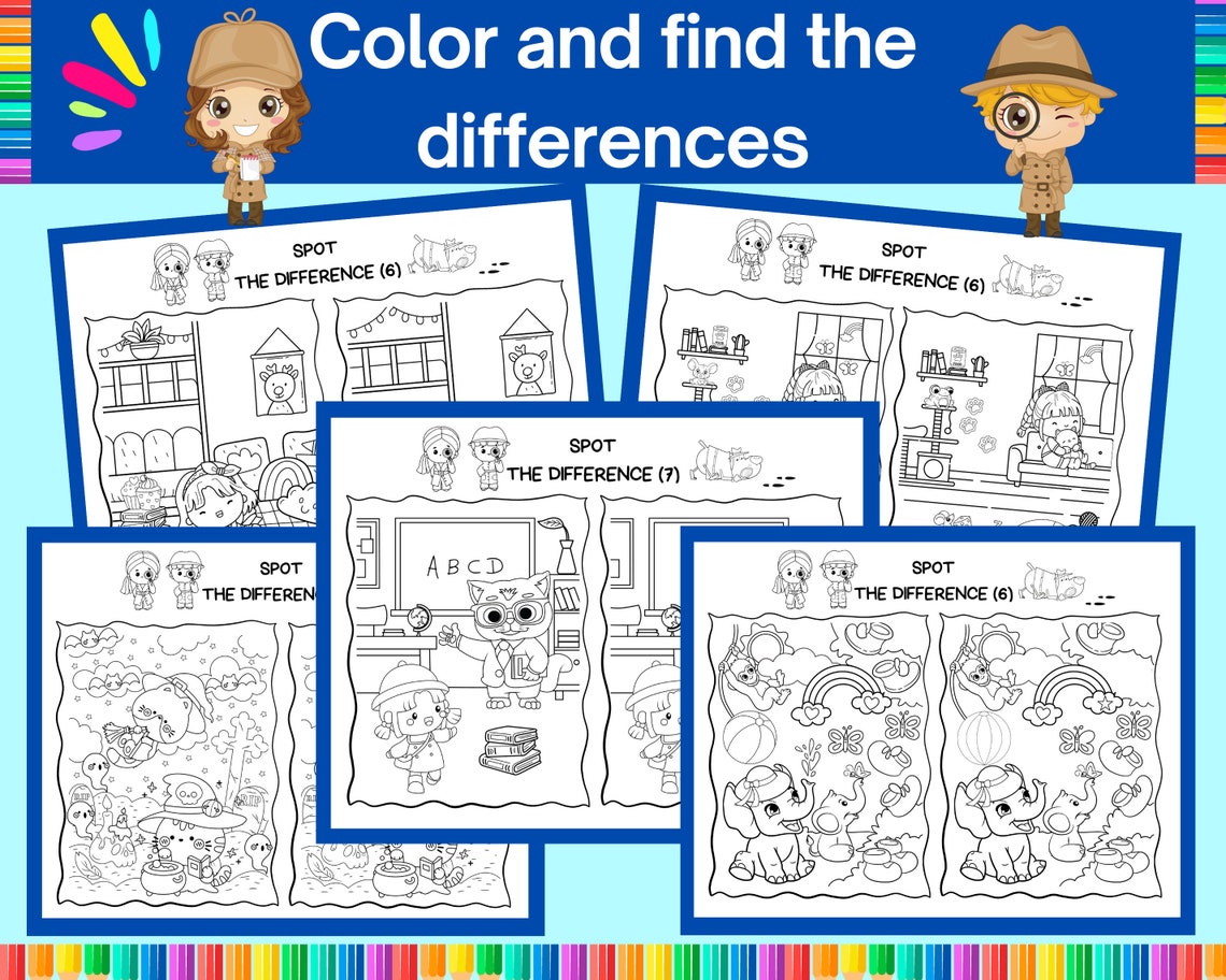 Spot the Difference Digital Worksheets for Kids, Fun Activity for ...
