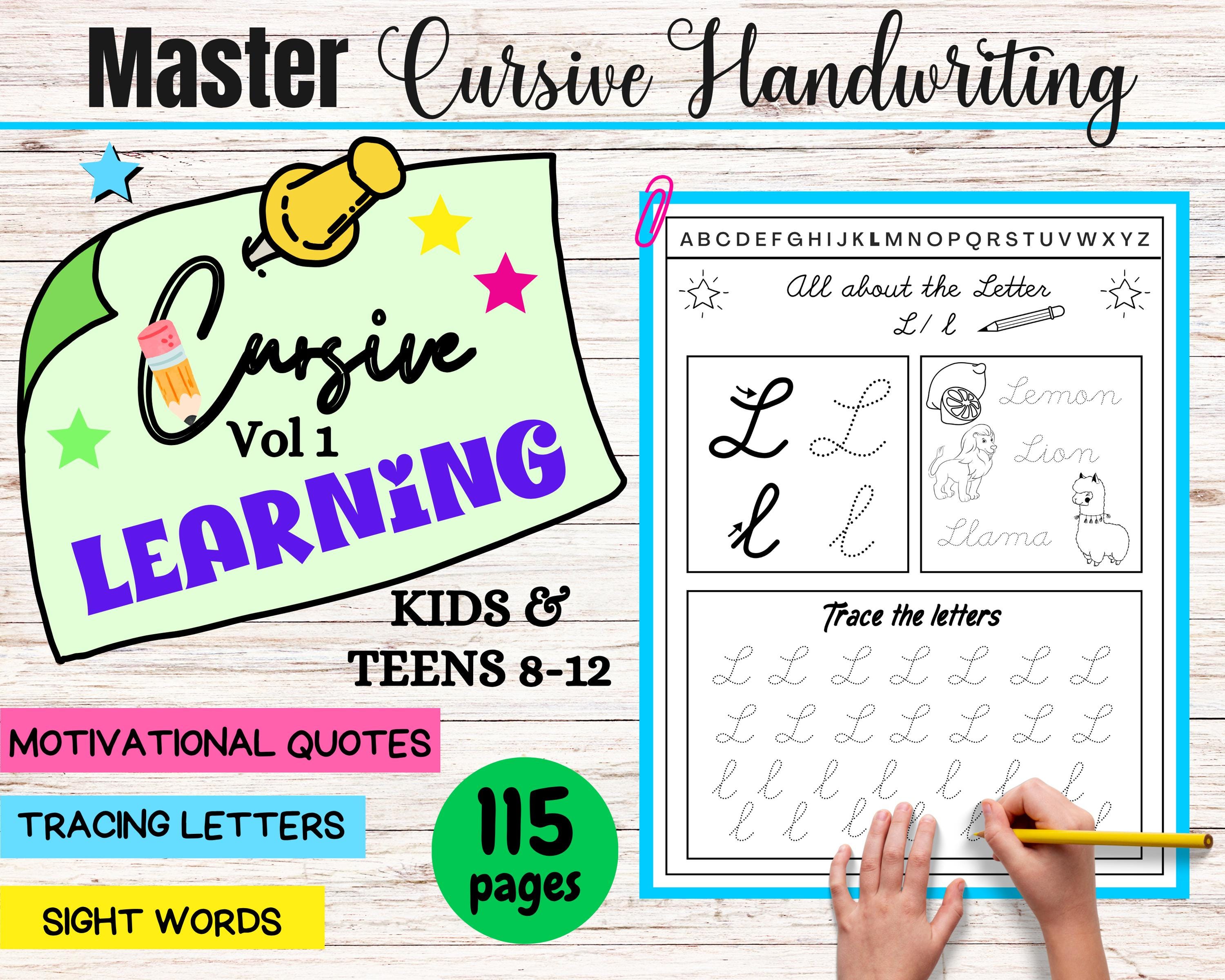 Cursive Handwriting Workbook Bundle for Kids 8-12 (PDF Download) - Etsy