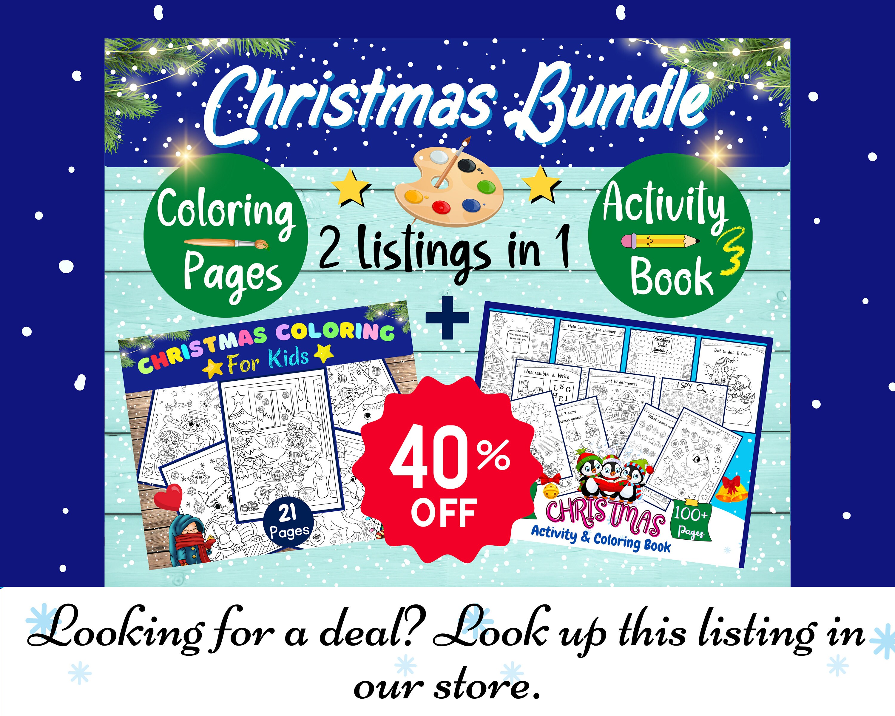 Christmas Activity Book, Cute Coloring Pages, Fun for Creative Kids ...