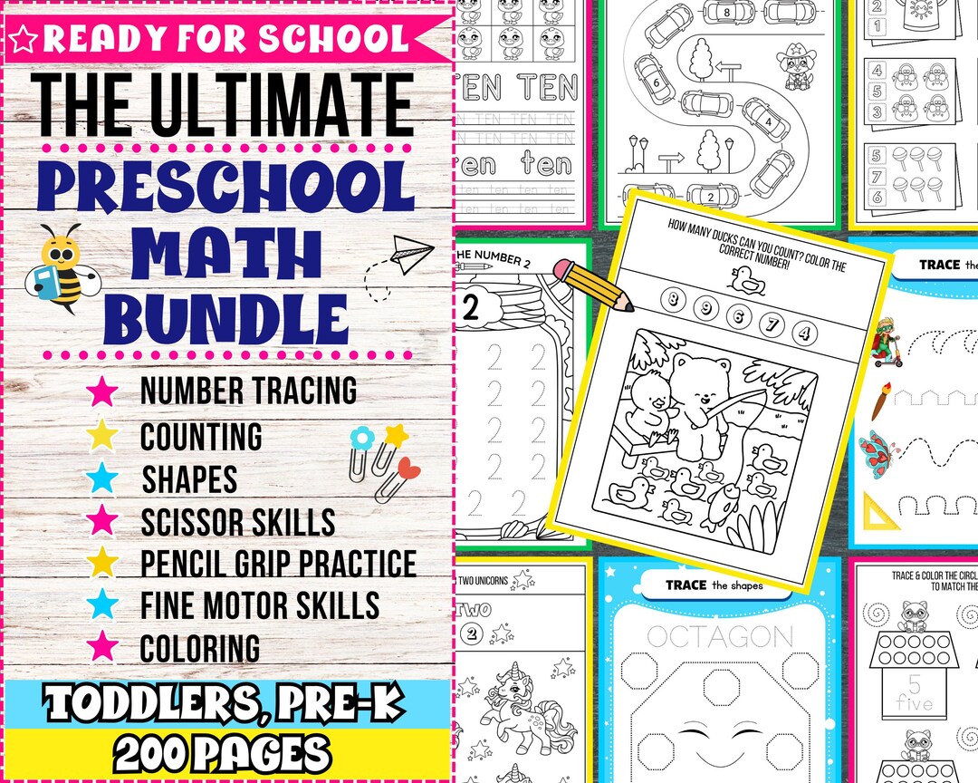 Preschool Math Bundle, Simple Math for Toddlers, Learn Numbers ...