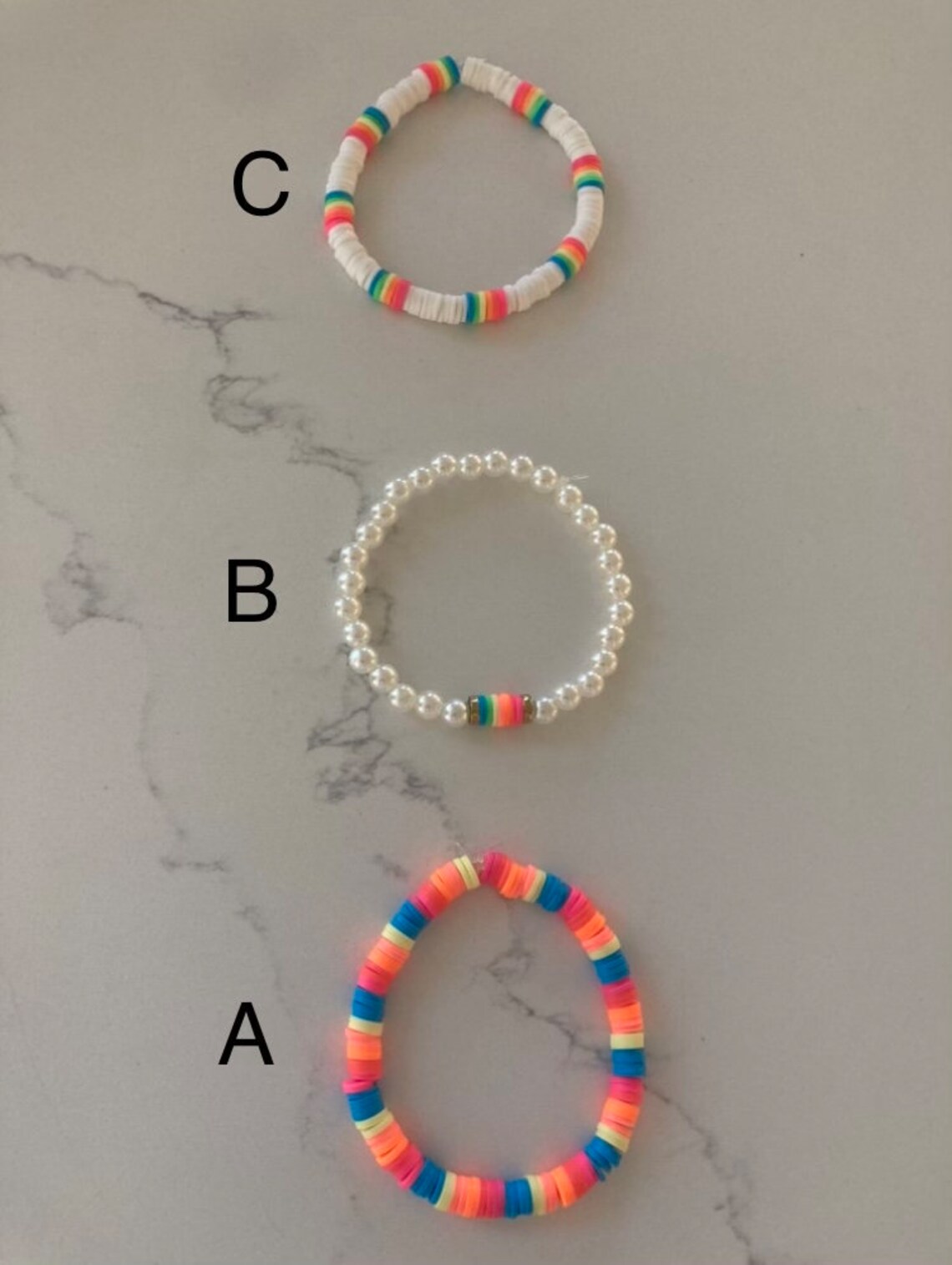 Preppy Neon Clay Bead Bracelets (sold as Set or a Single Bracelet) - Etsy