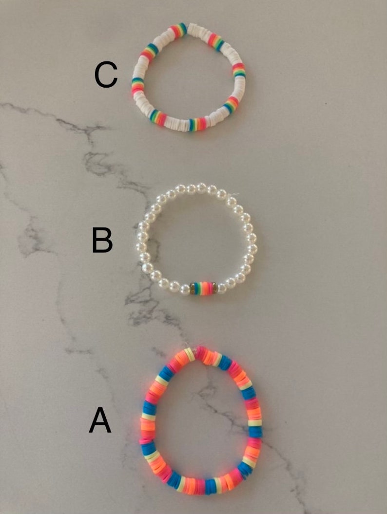 Preppy Neon Clay Bead Bracelets (sold as Set or a Single Bracelet) - Etsy