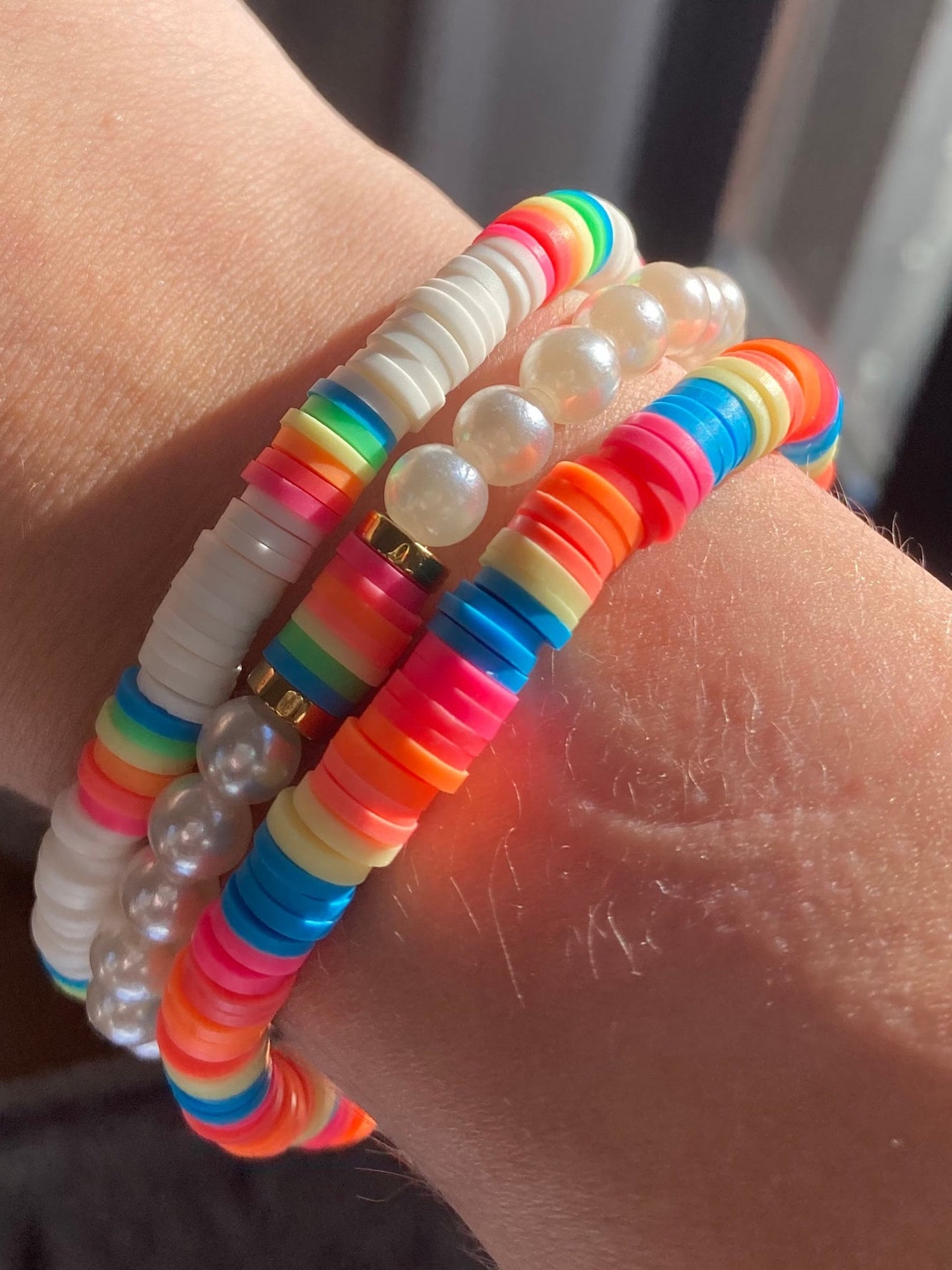 Preppy Neon Clay Bead Bracelets (sold as Set or a Single Bracelet) - Etsy