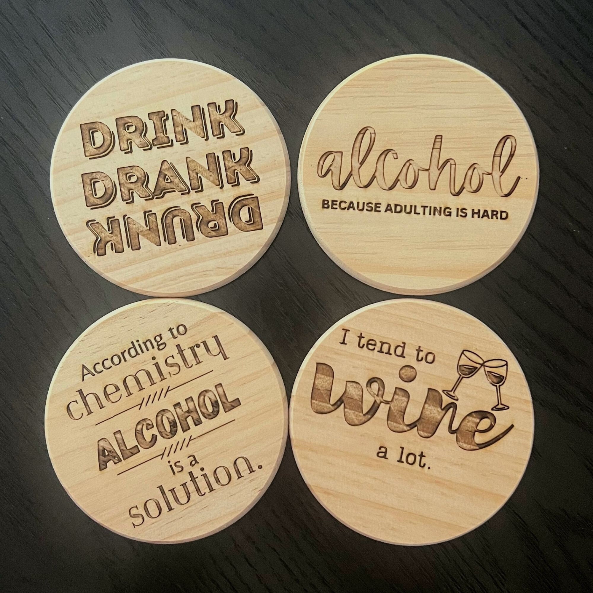 Funny Alcohol Quote Coasters: Laser Engraved Wood & Slate Barware - Etsy
