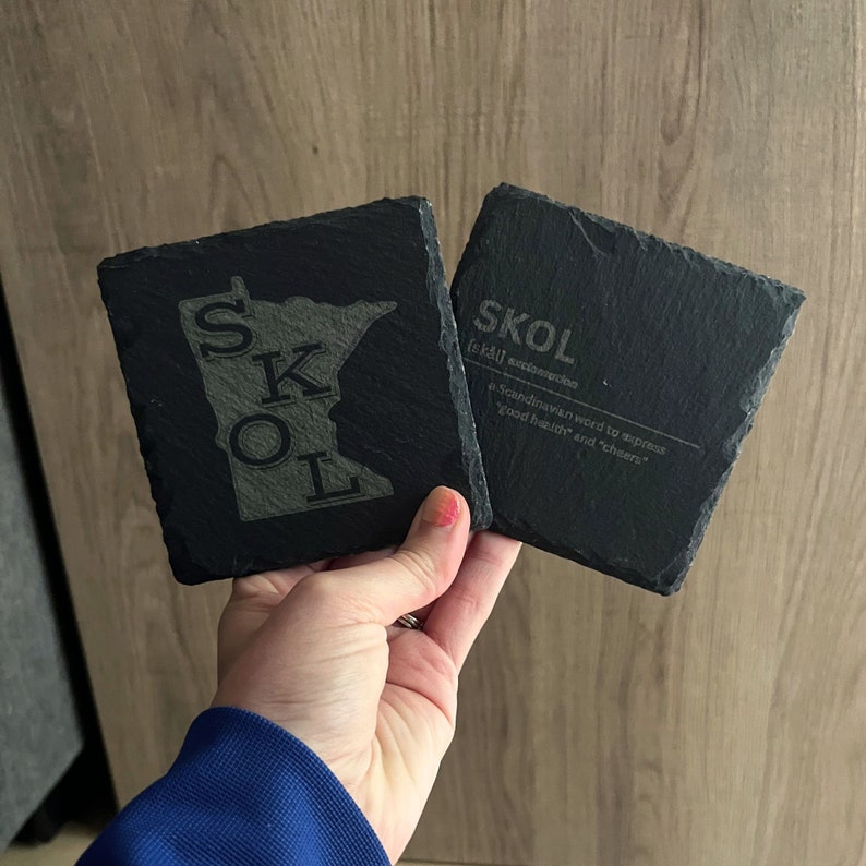 SKOL Laser Engraved Drink Coasters | Bar Coasters | Minnesota Sports - Etsy