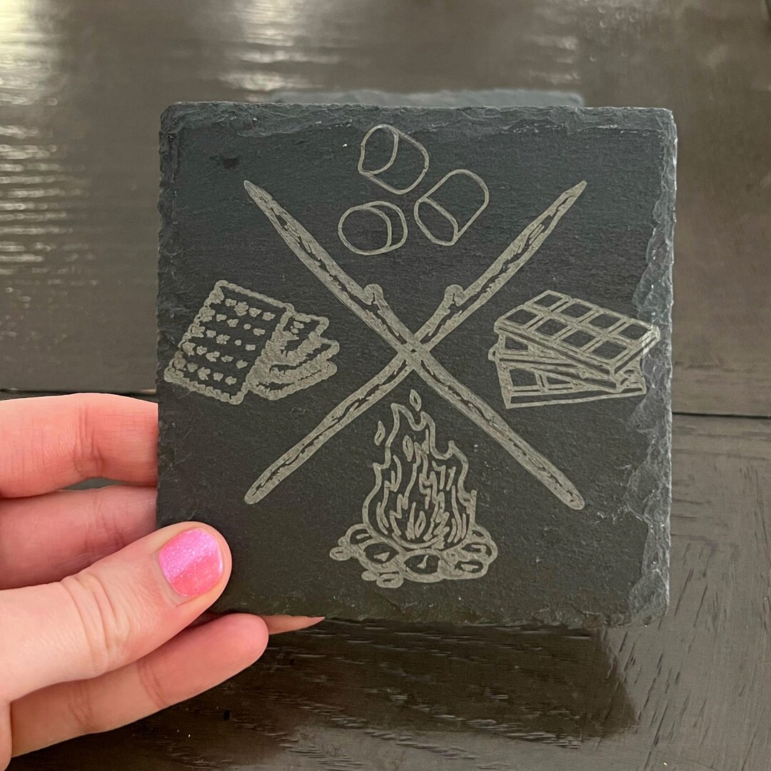 Campfire S'more's Coasters: Laser Engraved Wood & Slate Drink ...