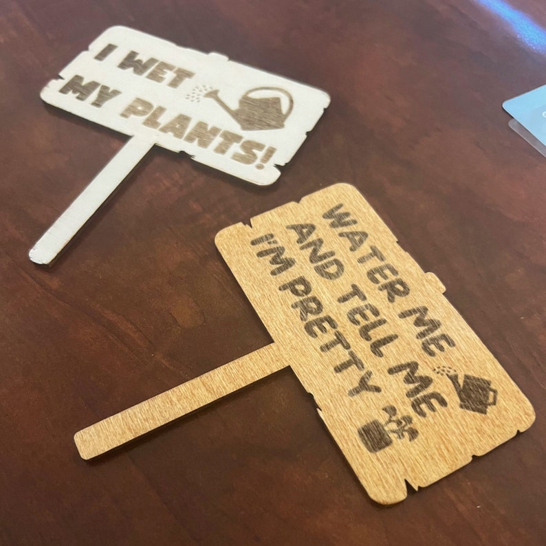 Handmade Funny Planter Sticks - Laser Engraved Wood Plant Markers ...