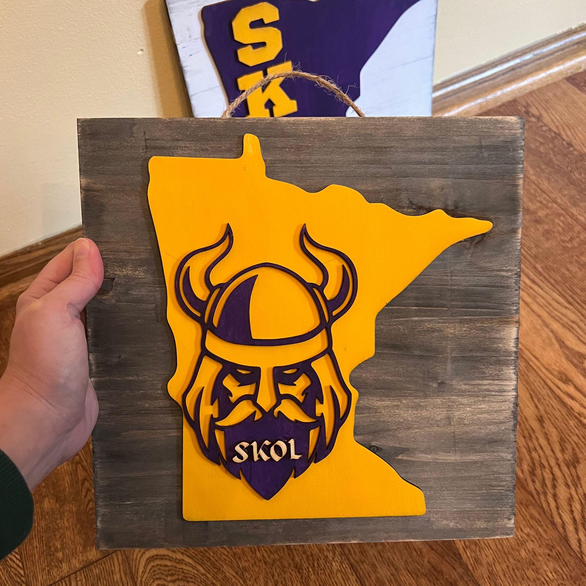 Viking Wood Signs | SKOL | 10x10 Wall Décor | Sports Decor | Minnesota ...