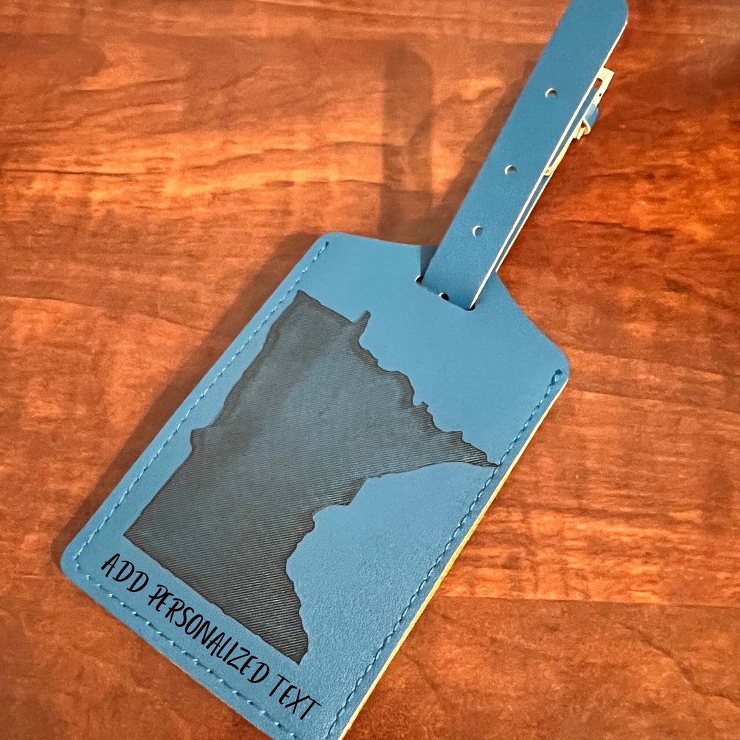 Custom State Leather Luggage Tags | Personalized State Silhouette Laser ...