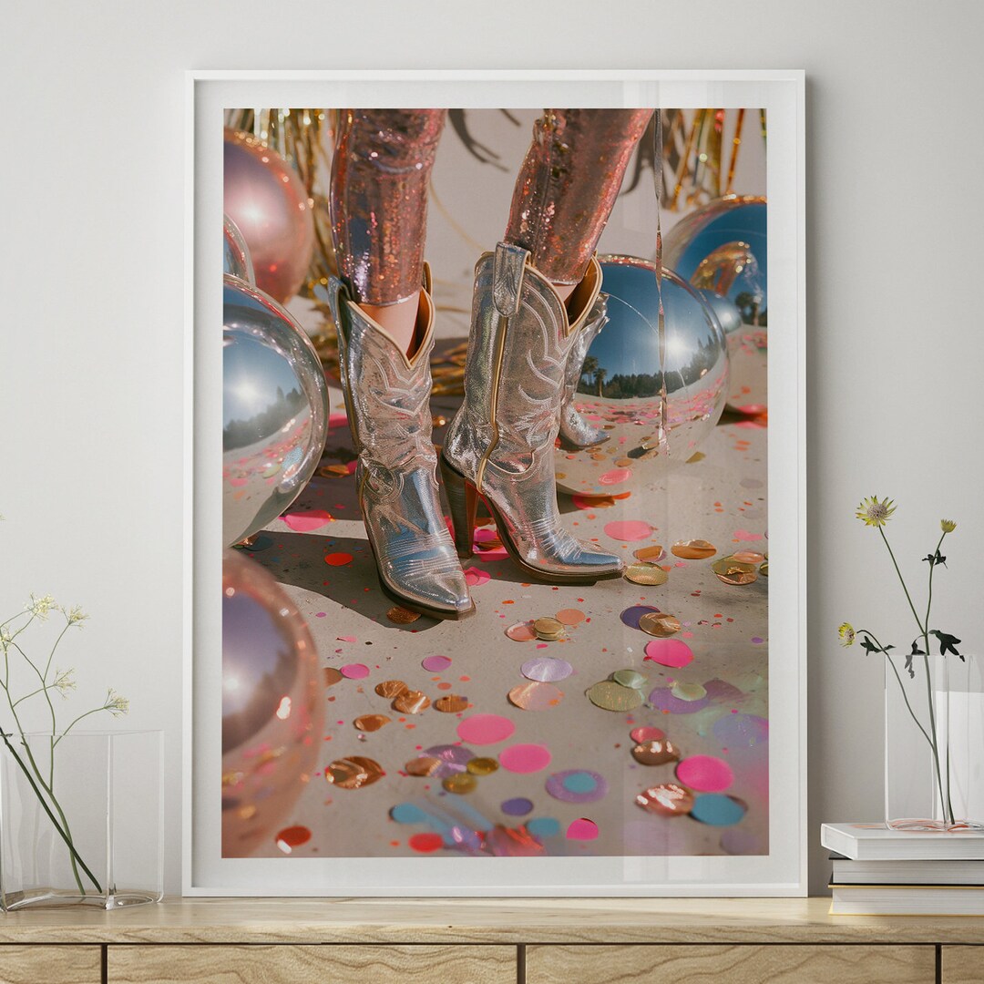 Poster Silver Cowgirl Cowboy Boots Digital Download Print Typography ...