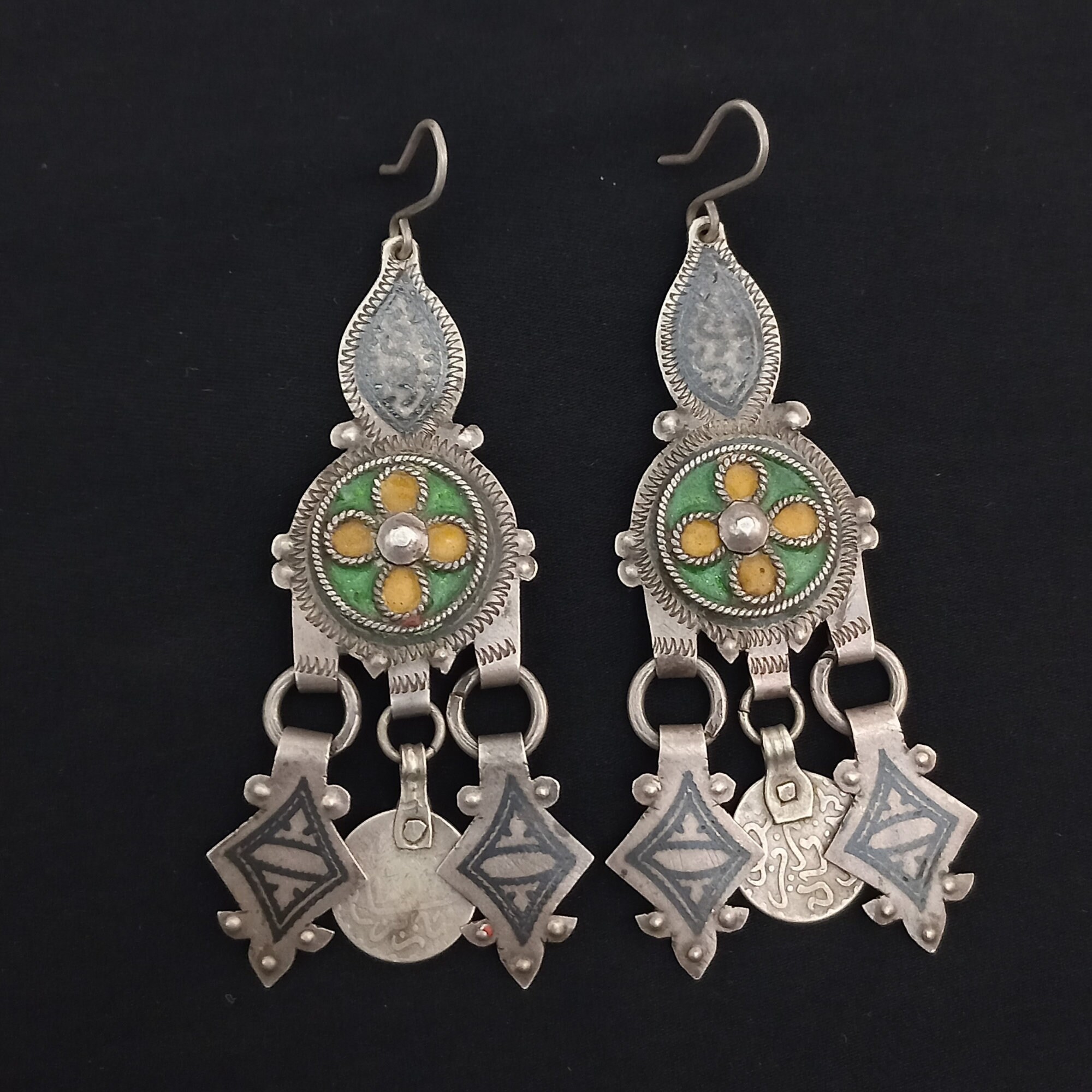 Antique Silver Berber Earring With Enamel and Niello From Southern ...