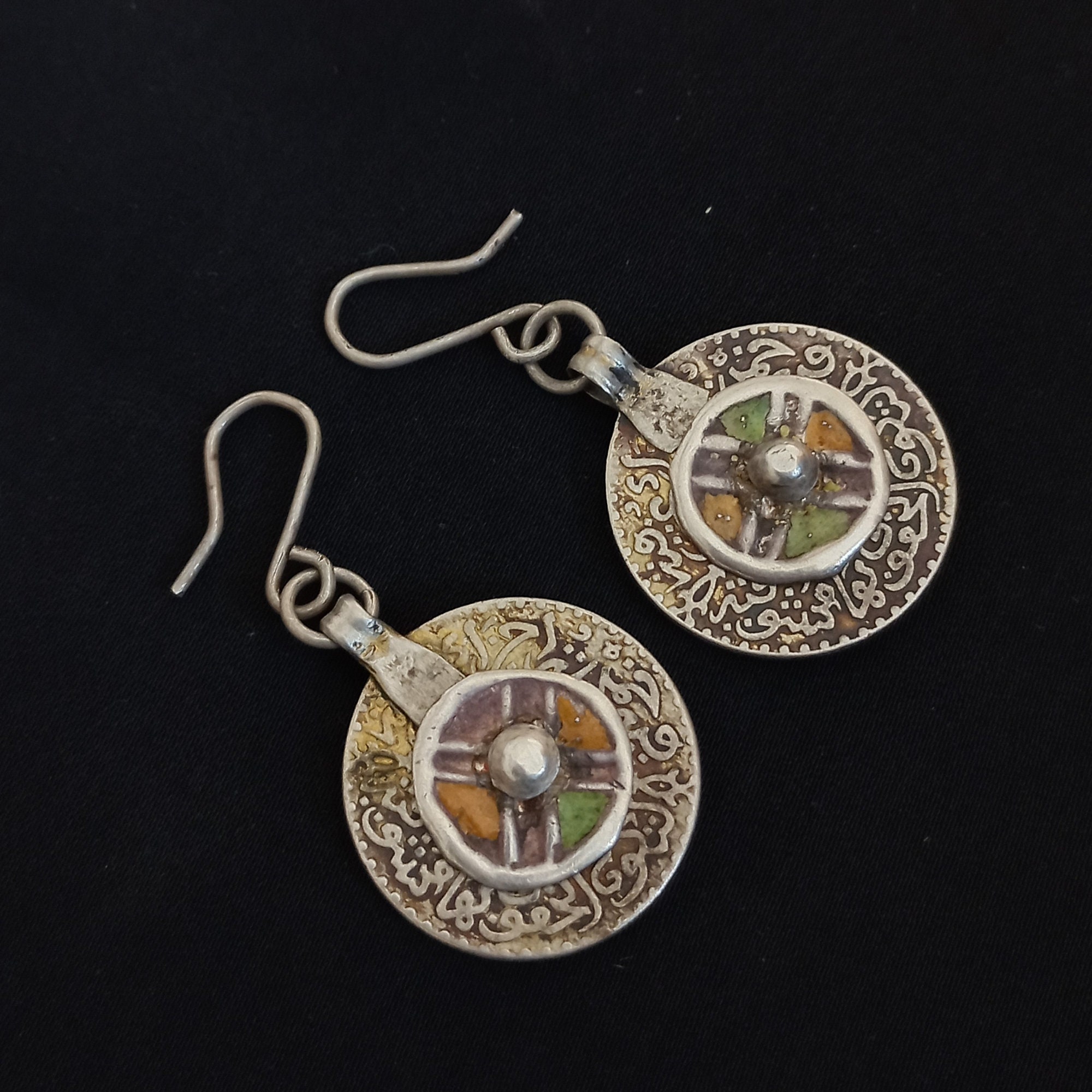 Antique Silver Berber Earring With Enamel From Southern Morocco ...
