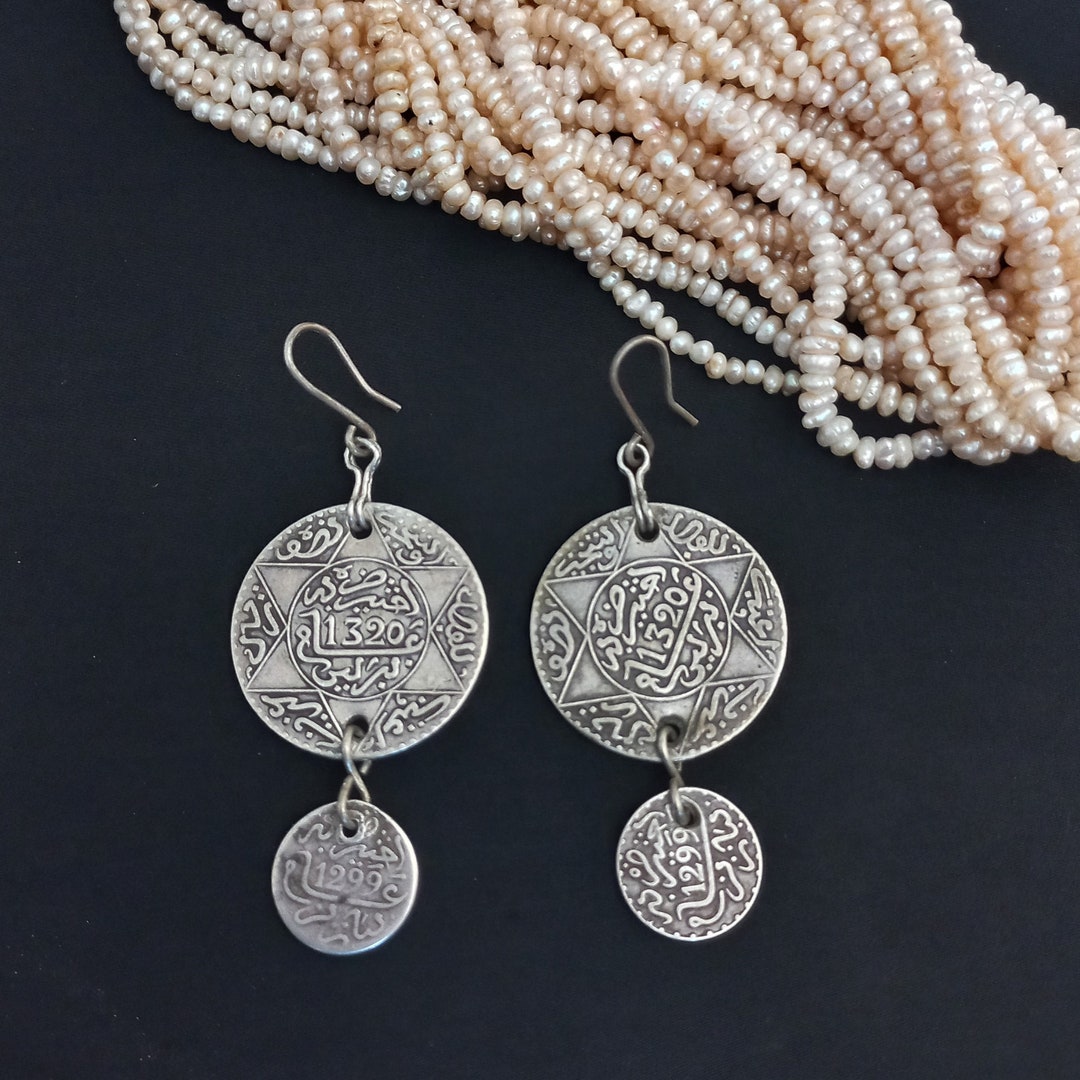 Antique Silver Berber Earring With Coin From Southern Morocco. Ancient ...