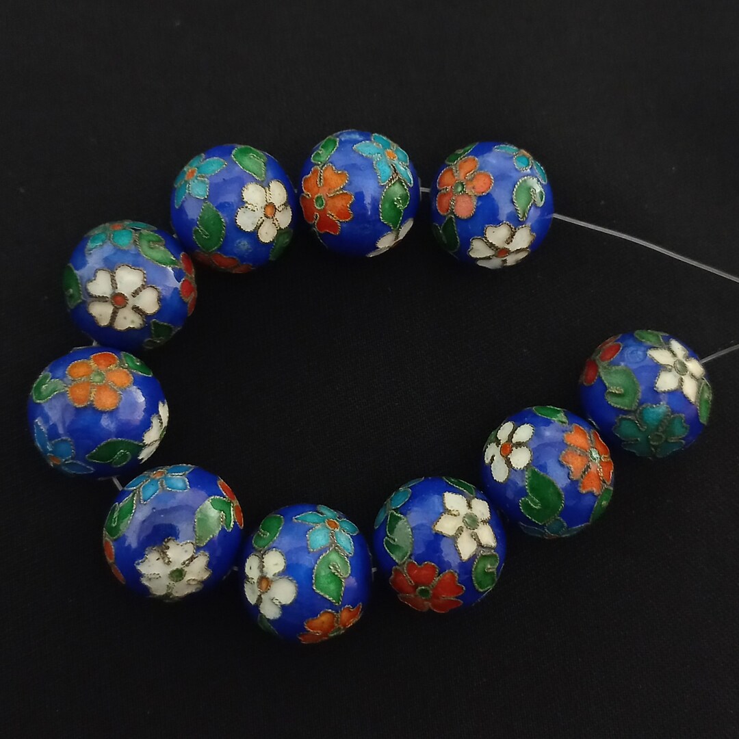 10 Antique Chinese Silver Beads With Enamel From China. Ancient Silver ...