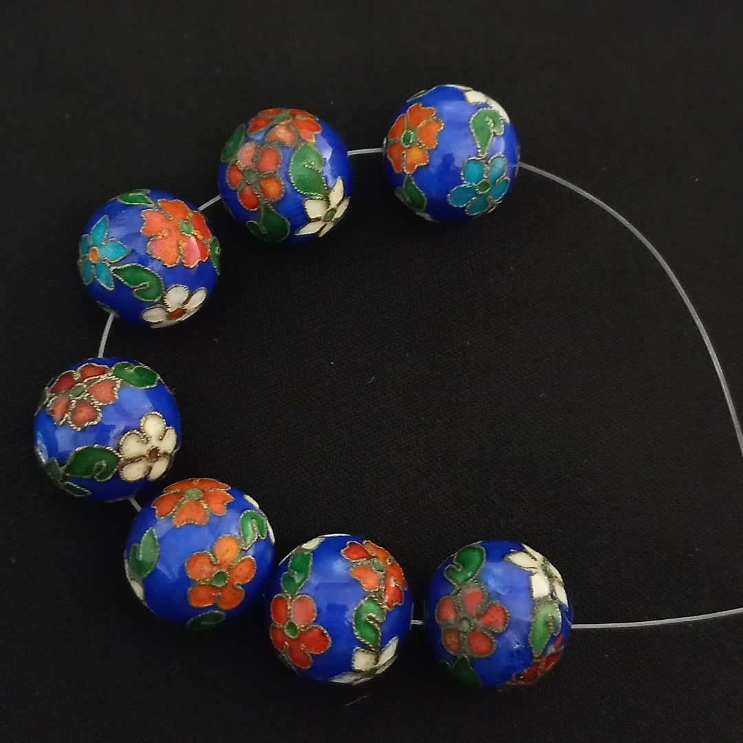 7 Antique Chinese Silver Beads With Enamel From China. Ancient Silver ...