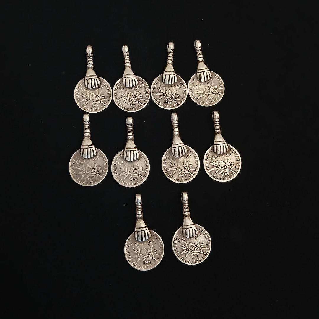 10 Antique Silver Berber Pendants Coins. Ancient Berber Jewelry - Etsy