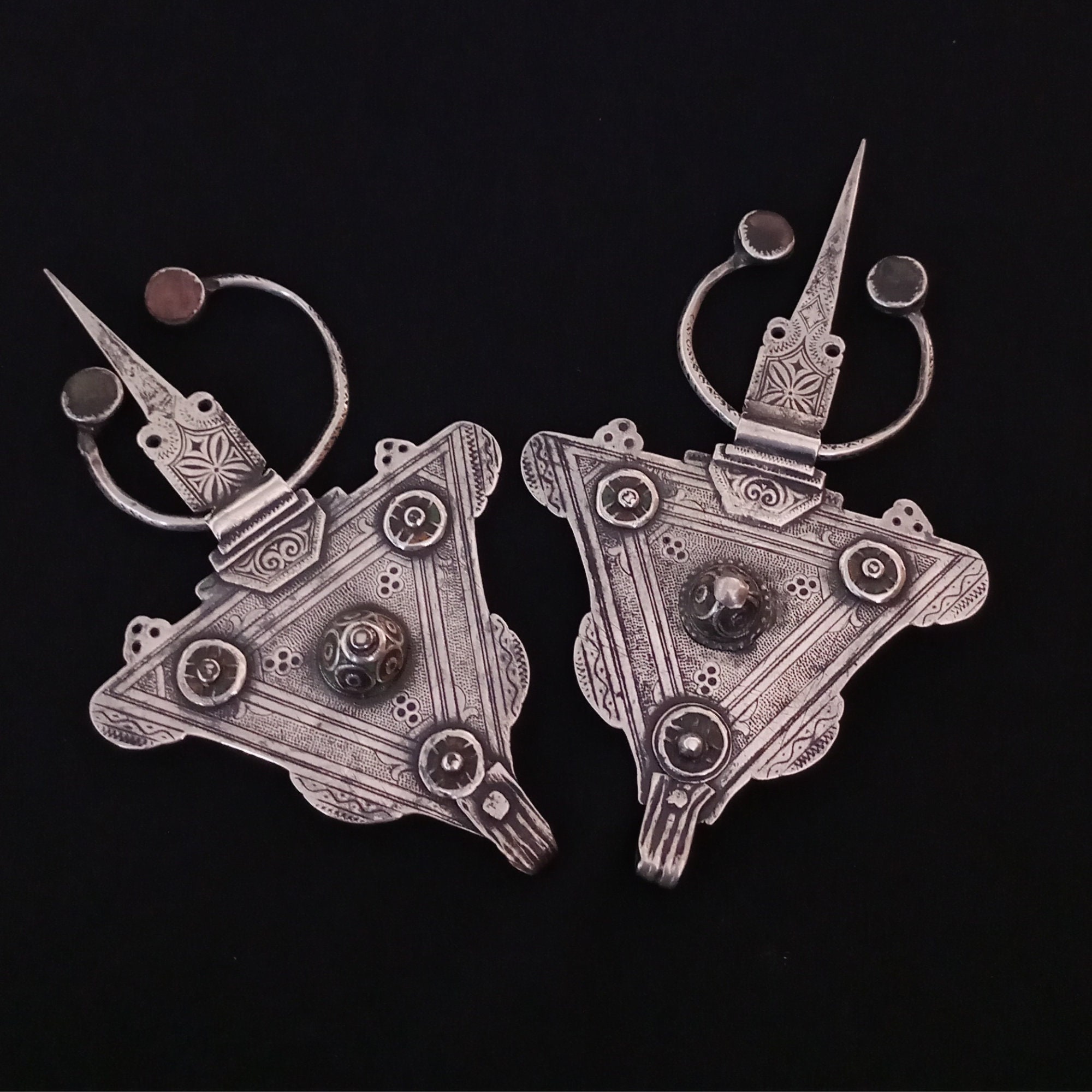 Very Old Silver Berber Fibula tazerzit With Enamel From MOROCCO-TIZNIT ...