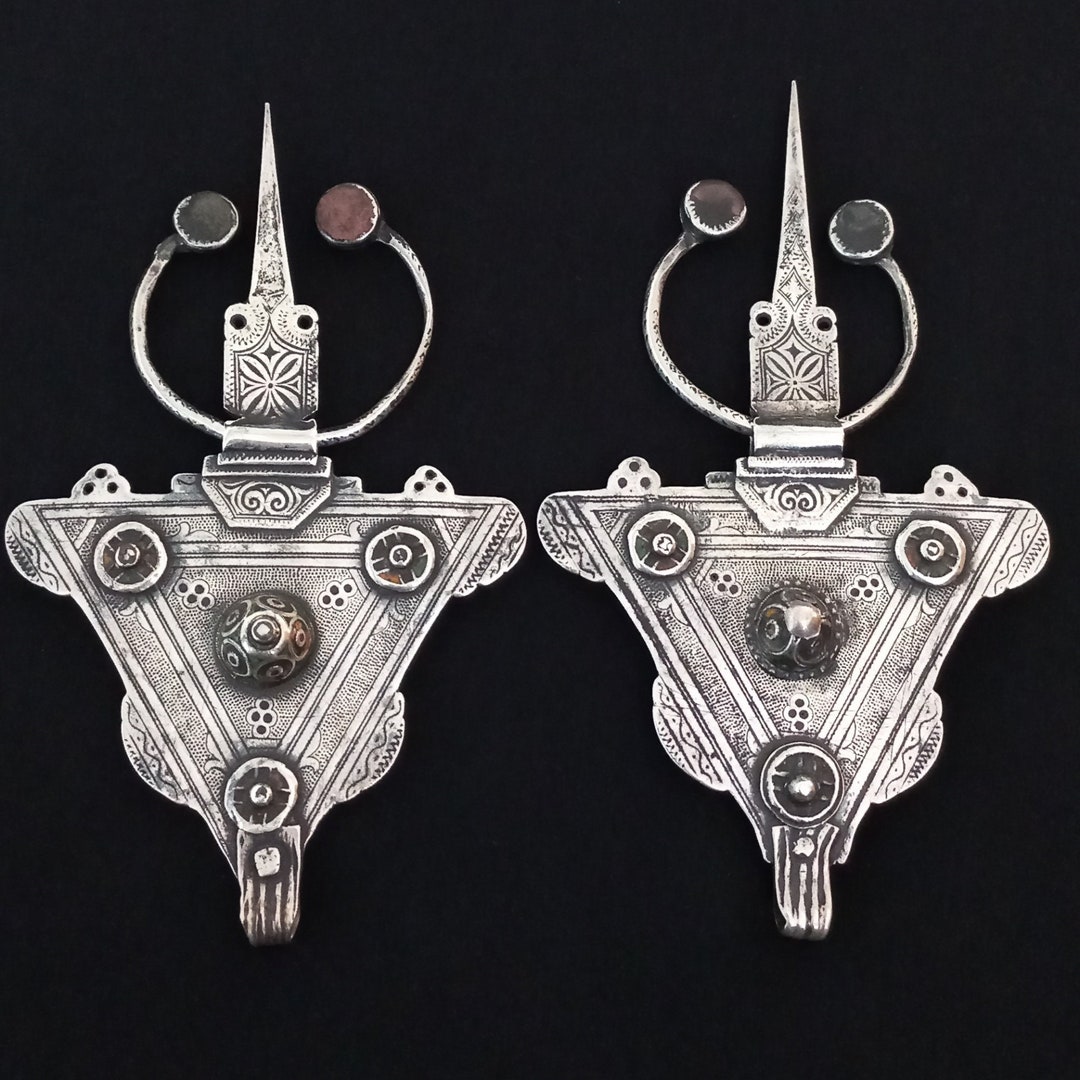 Very Old Silver Berber Fibula (tazerzit) With Enamel From MOROCCO ...
