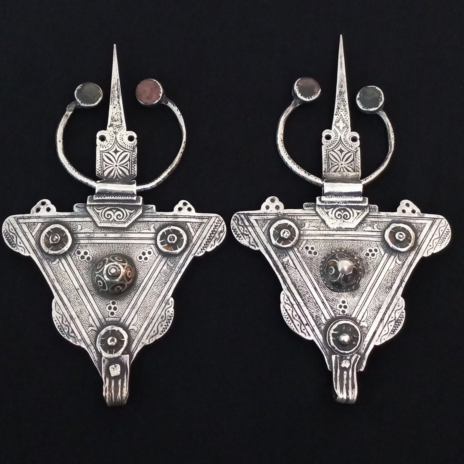 Very Old Silver Berber Fibula tazerzit With Enamel From MOROCCO-TIZNIT ...