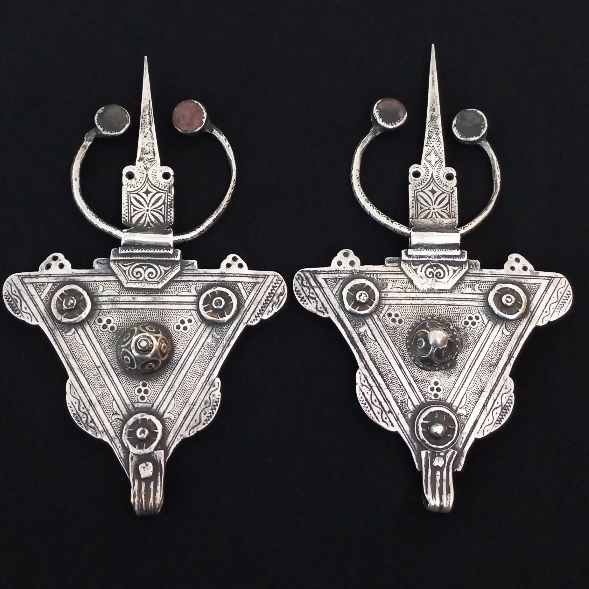 Very Old Silver Berber Fibula (tazerzit) With Enamel From MOROCCO ...