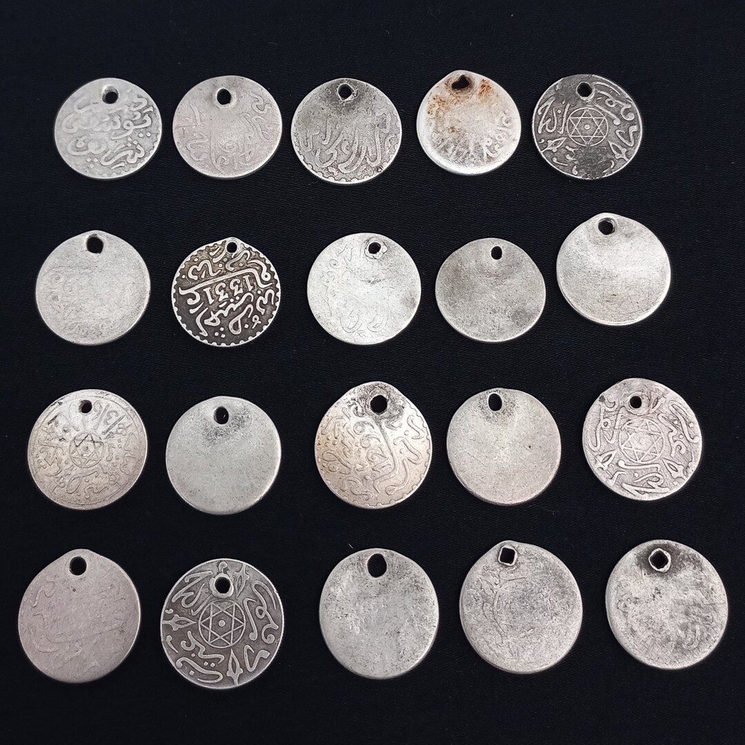 20 Ancient Silver Coins From Morocco. Antique Berber Jewelry - Etsy