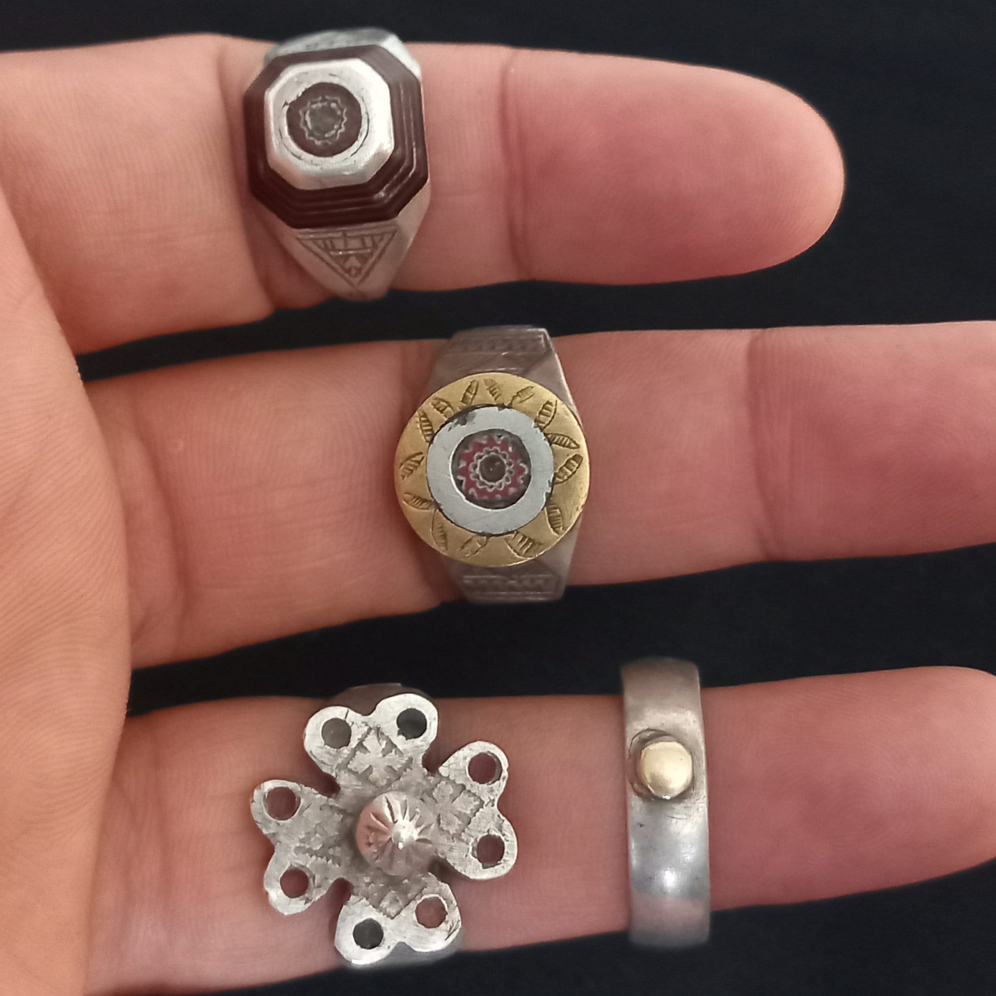 4 Antique Silver Saharian Rings From Southern Morocco. Ancient Berber ...