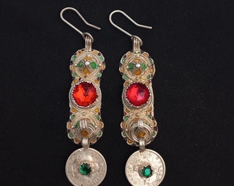 Antique Silver Berber Earring With Enamel From Southern Morocco ...