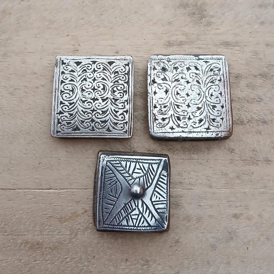 Rare 3 Old Berber Pendants (herz) of Silver and Copper in the Back ...