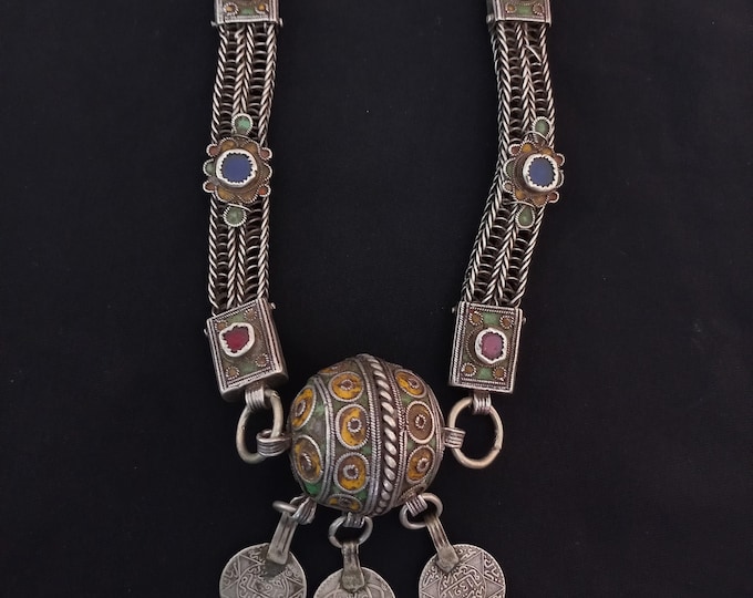 Very Old Silver Berber Chain of Fibula With Enamel From Southern ...