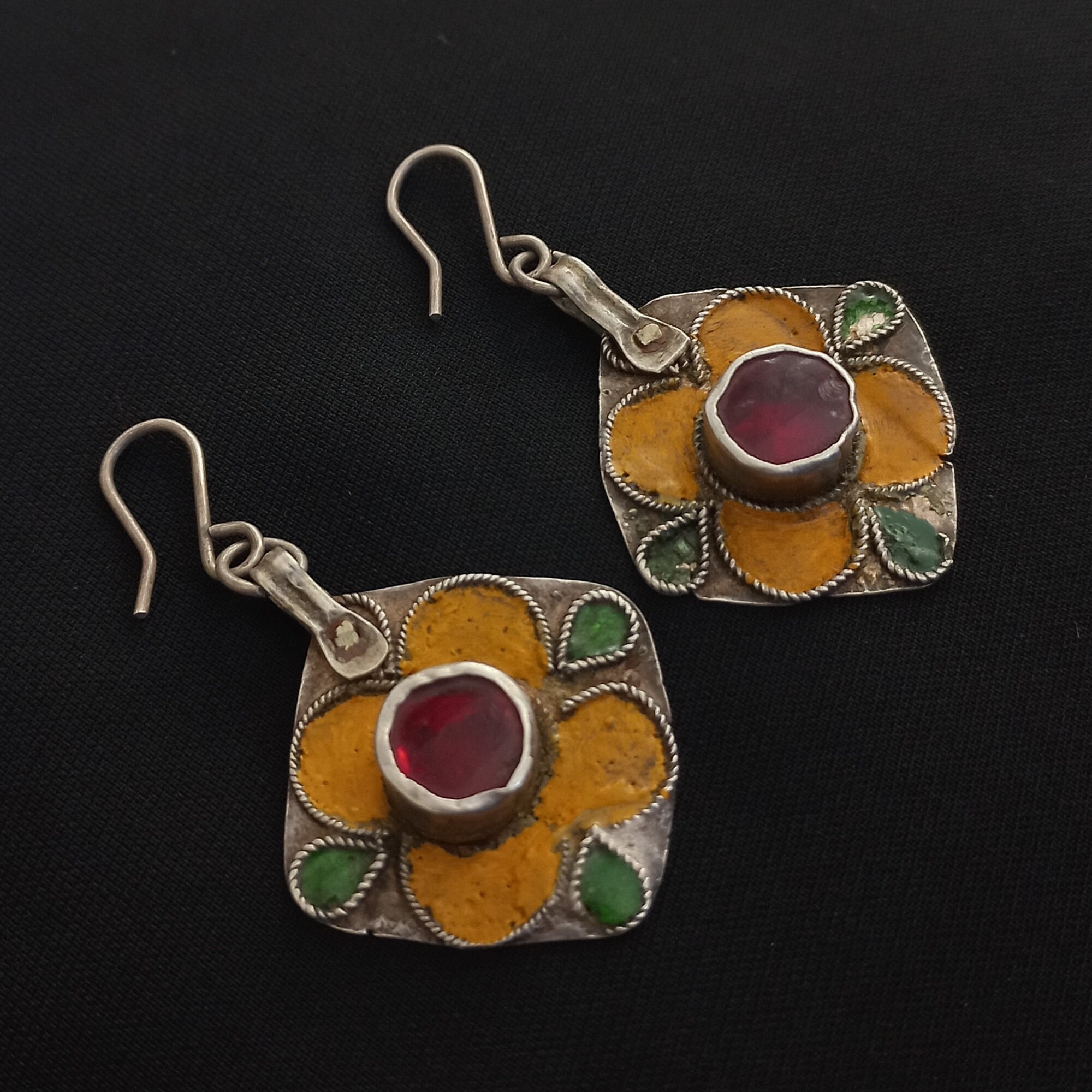 Antique Silver Berber Earring With Enamel From Southern Morocco ...