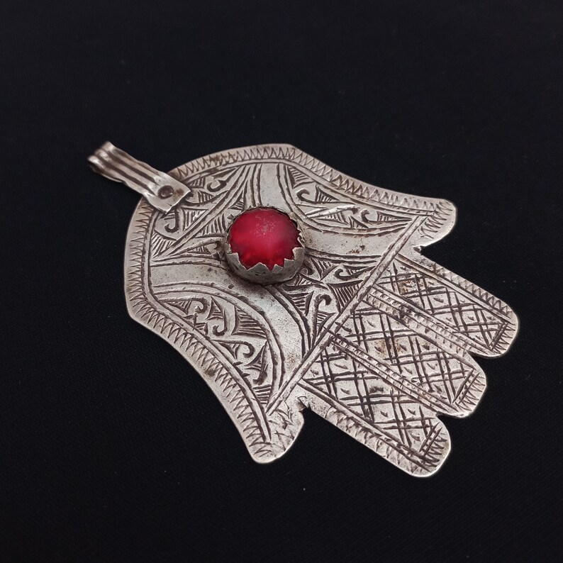 Antique Silver Berber Khamsa Pendant From Morocco. Ancient Berber ...