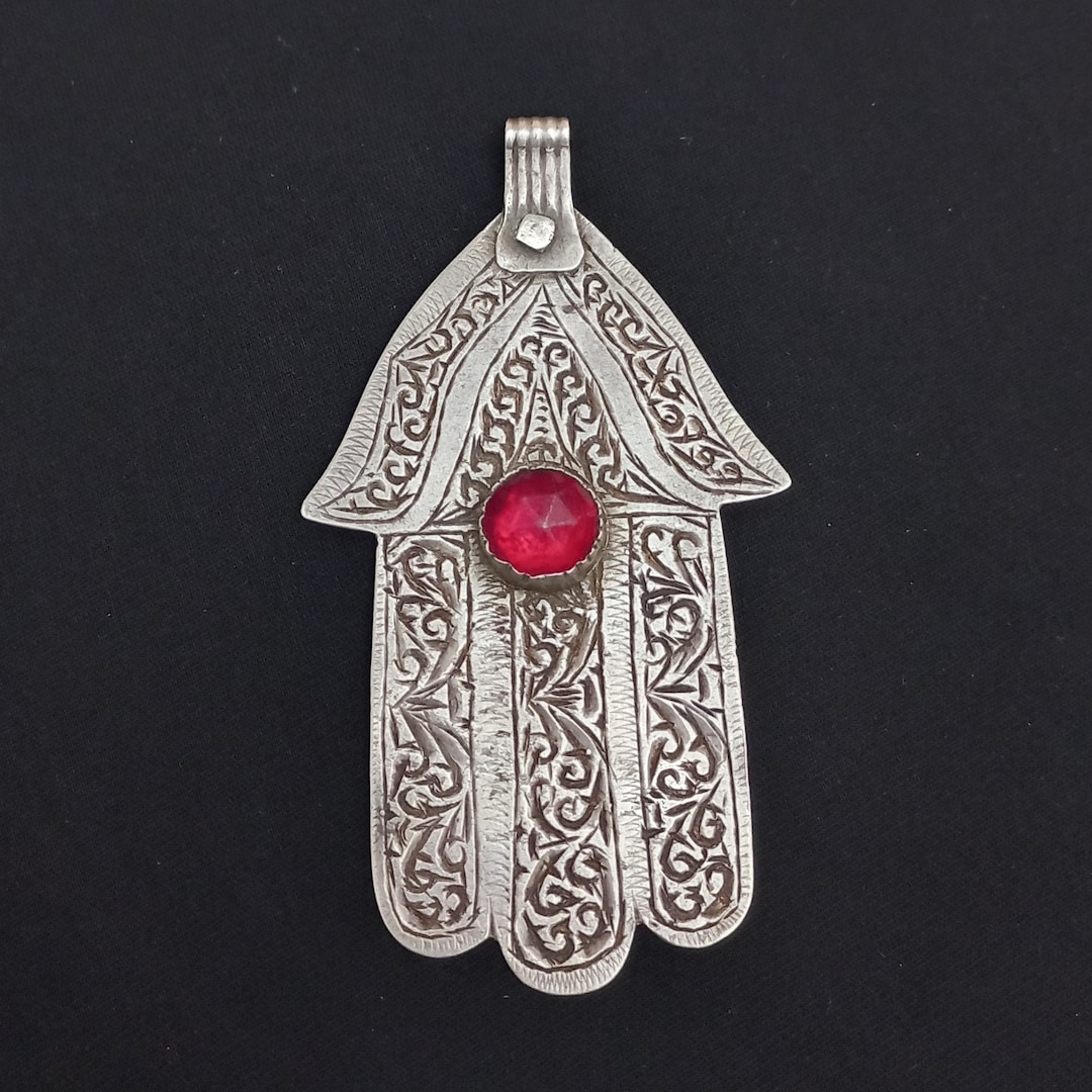 Antique Silver Berber Khamsa Pendant From Morocco. Ancient Berber ...