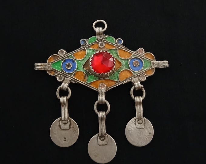 Antique Silver Berber Pendant With Enamel From Southern Morocco ...
