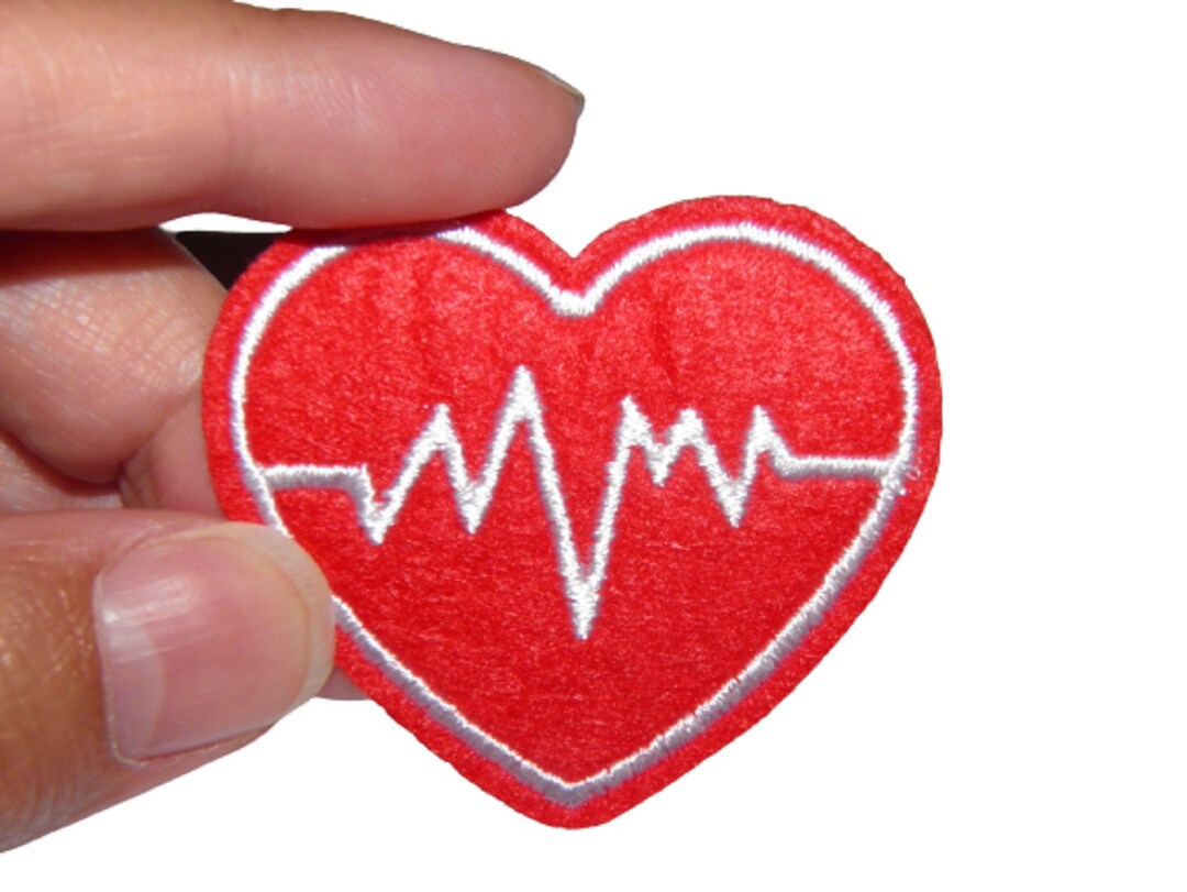 Heart Heartbeat Patch Reinforcement Embroidered Iron-on Patch - Etsy