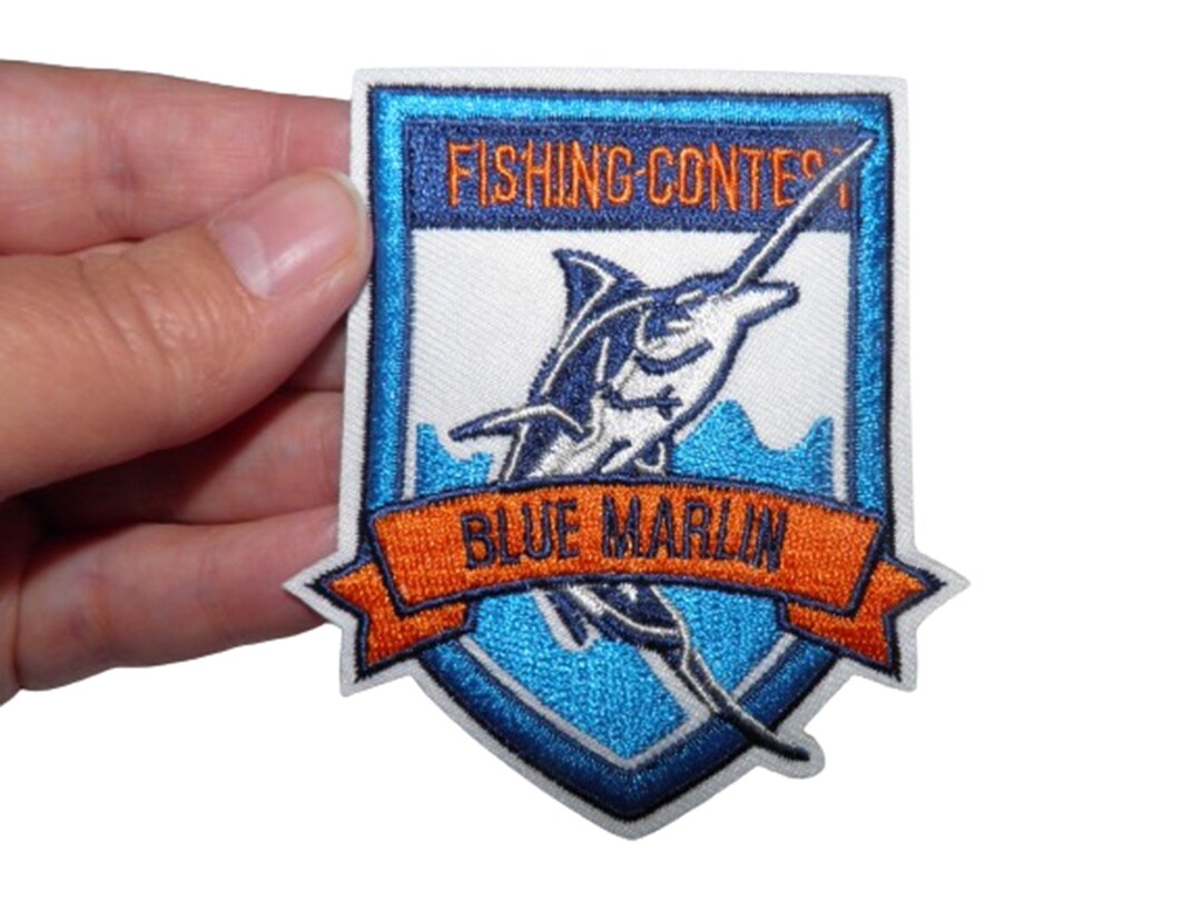 Blue Marlin Patch Fishing Fish Reinforcement Iron-on Embroidered Patch ...
