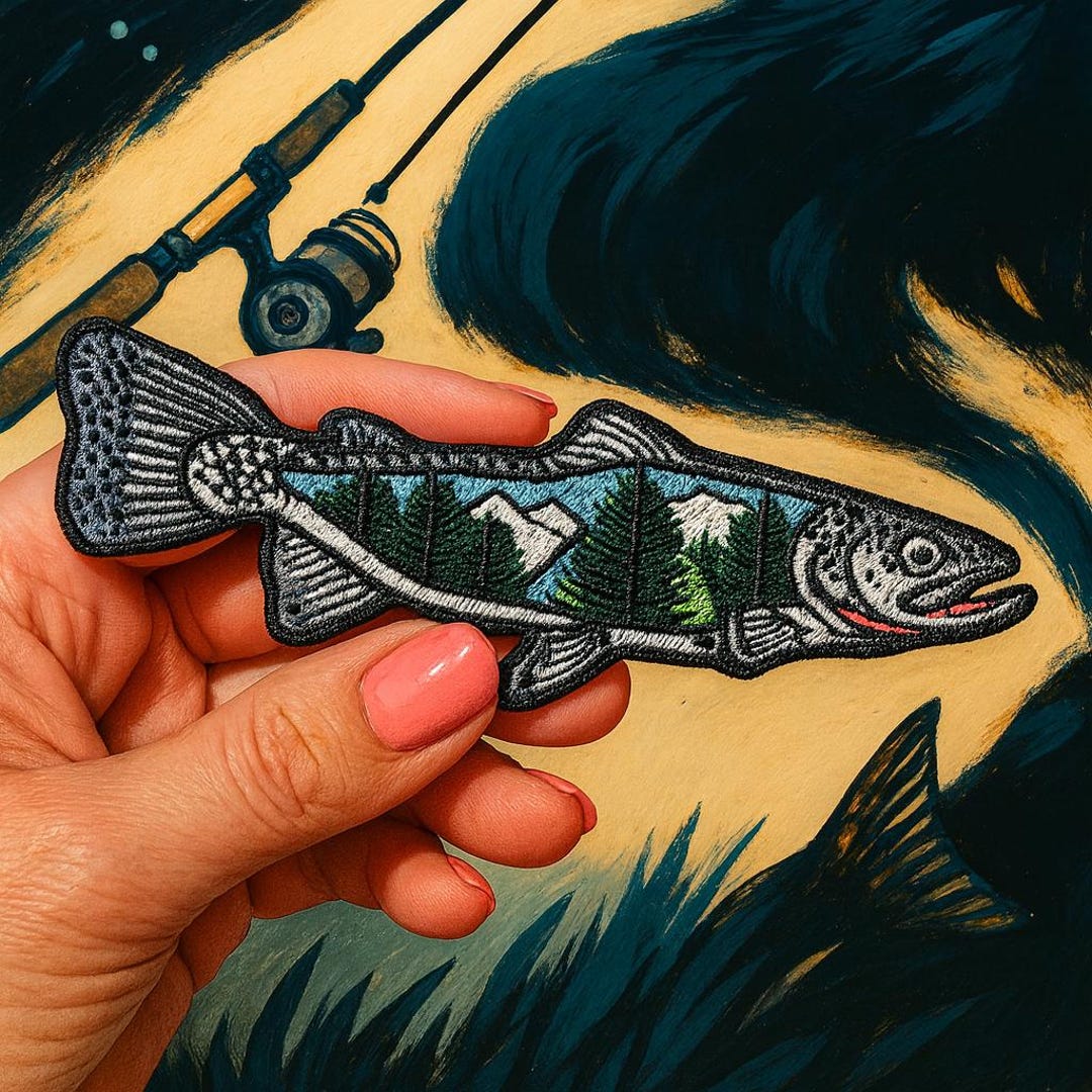 Iron-on Embroidered Trout Patch 13.5 Cm – Mountain & Forest ...