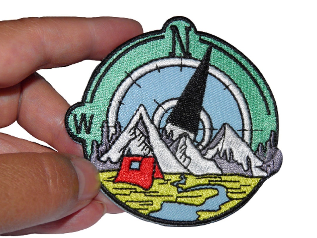 Patch Compass Camping Mountains Reinforcement Embroidered Iron-on Badge ...