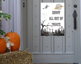 Printable Halloween No Candy Sign, No More Candy Door Sign, Please Do ...