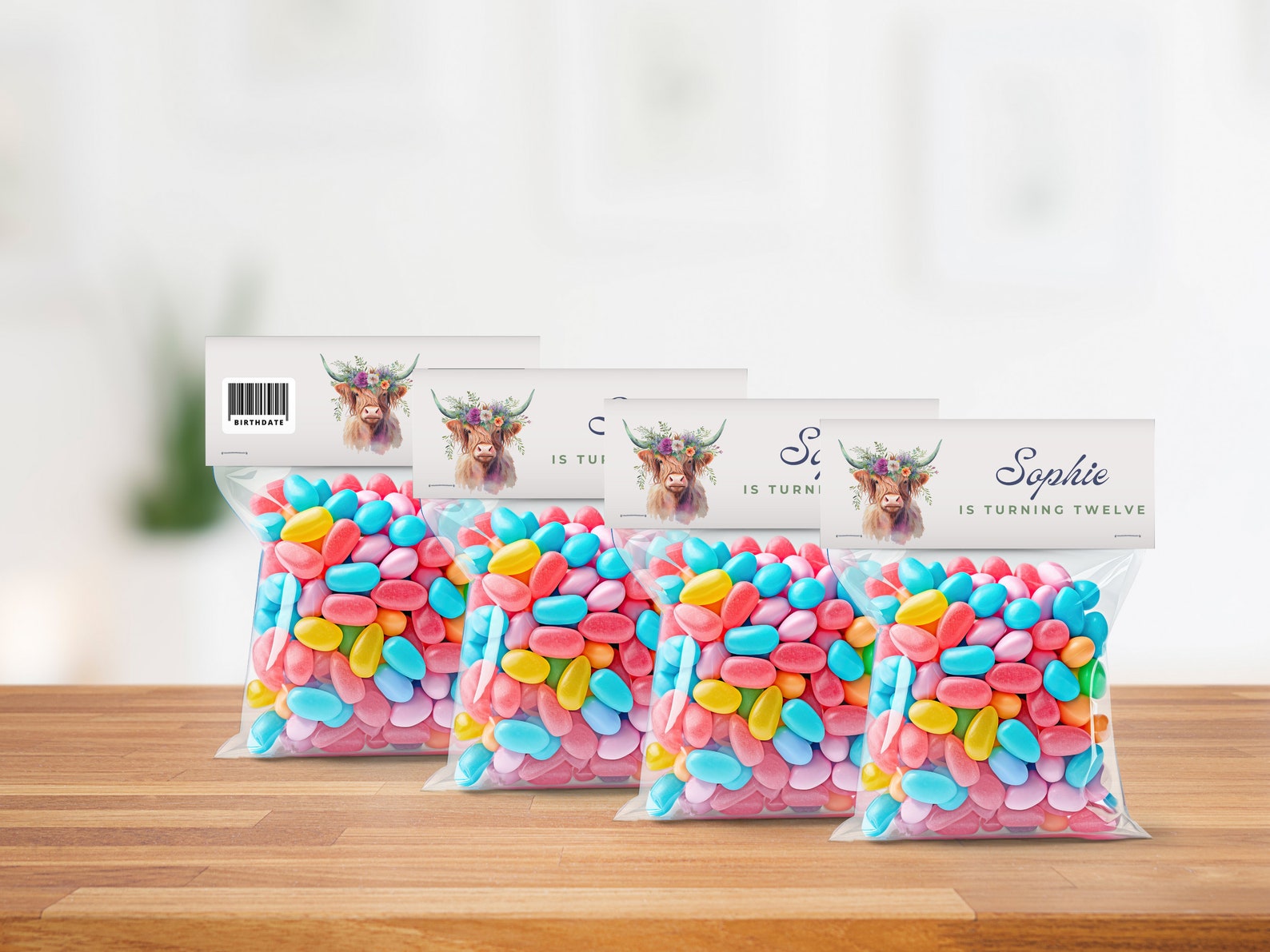 Highland Cow Birthday Candy Topper | Lolly Bag Topper | Thank You ...