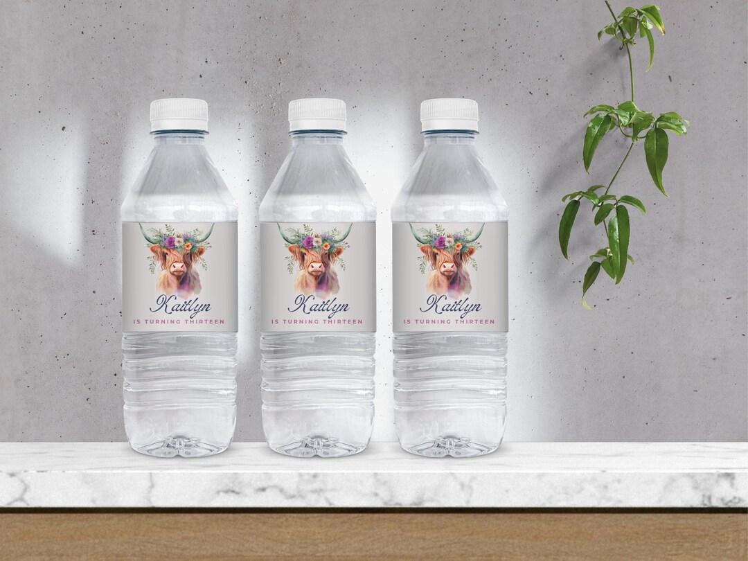 Highland Cow Water Bottle Label | Printable Highland Cow Water Bottle ...