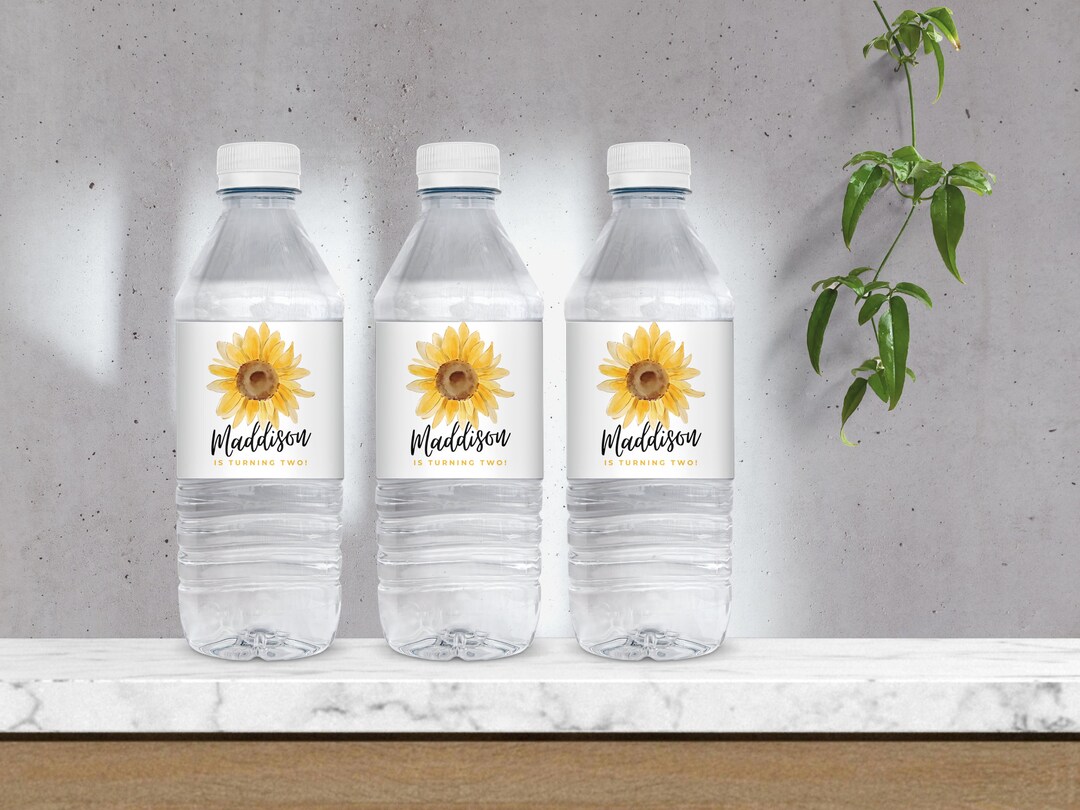 Sunflower Water Bottle Labels -instant Download, Editable, Printable ...