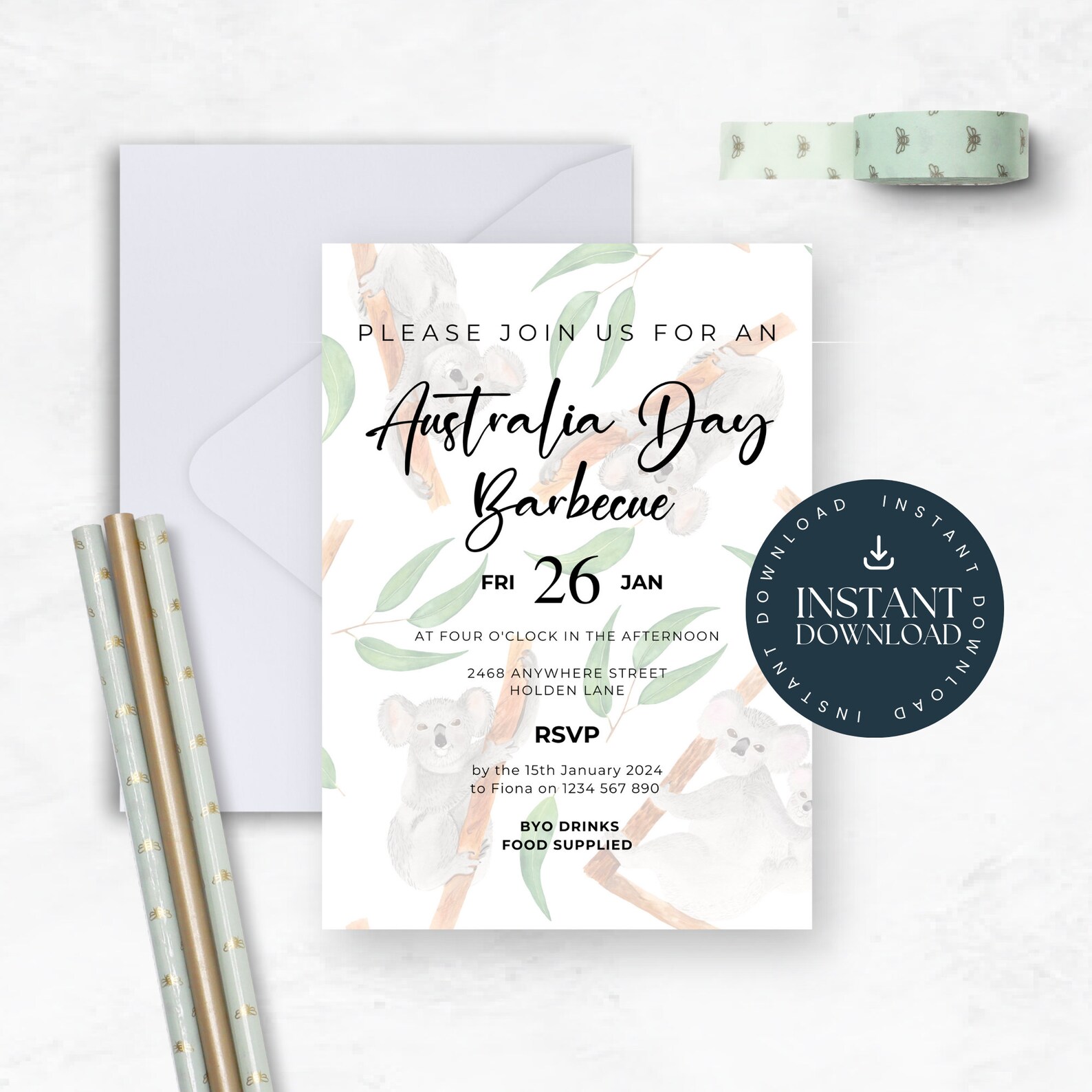 Australia Day Invitation | Aussie Theme Invitation | Australia Day ...