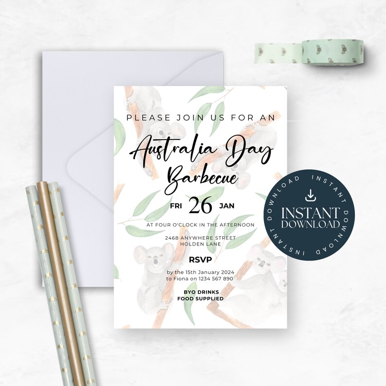 Australia Day Invitation | Aussie Theme Invitation | Australia Day ...