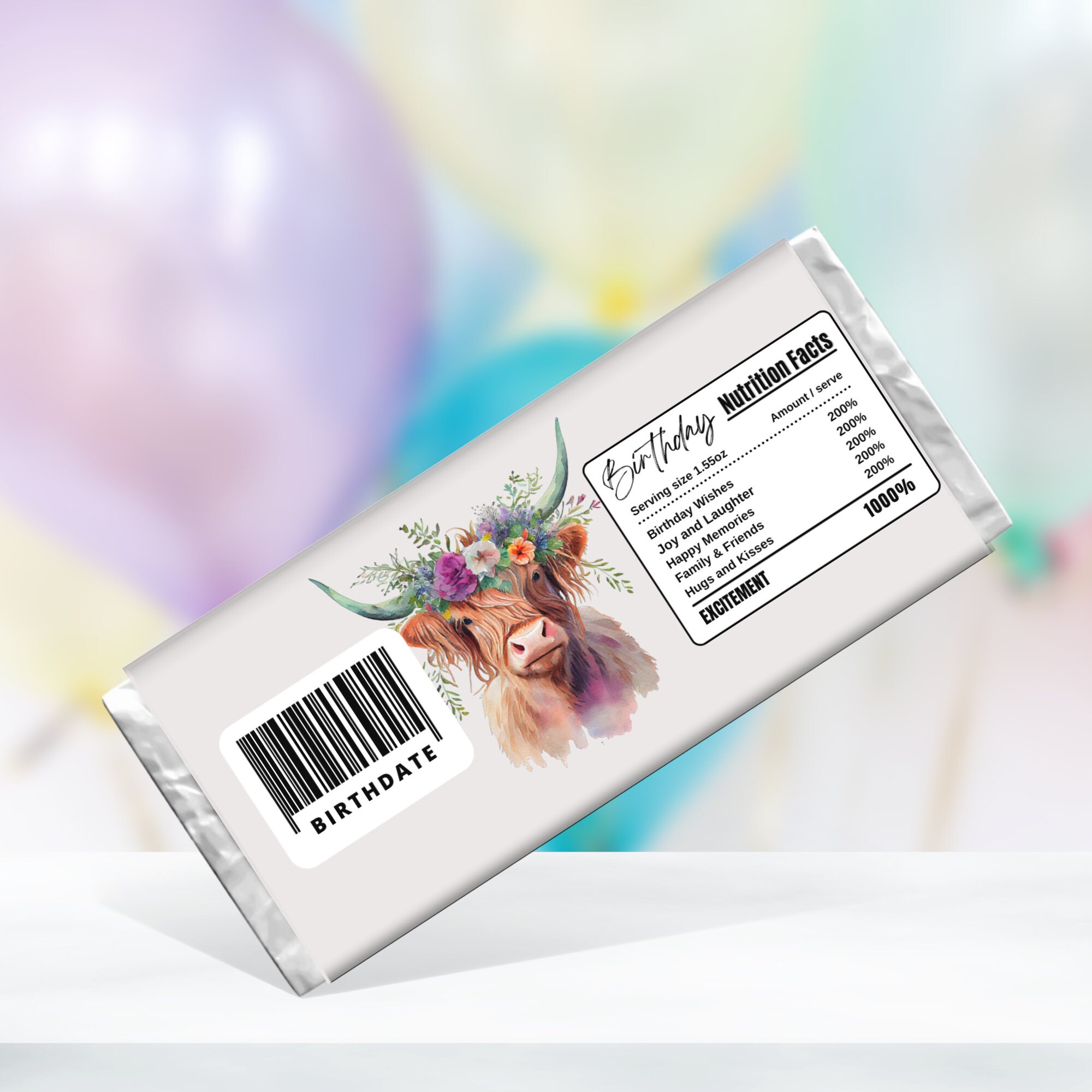 Highland Cow Chocolate Bar Wrapper | INSTANT DOWNLOAD | Aldi Chocolate ...