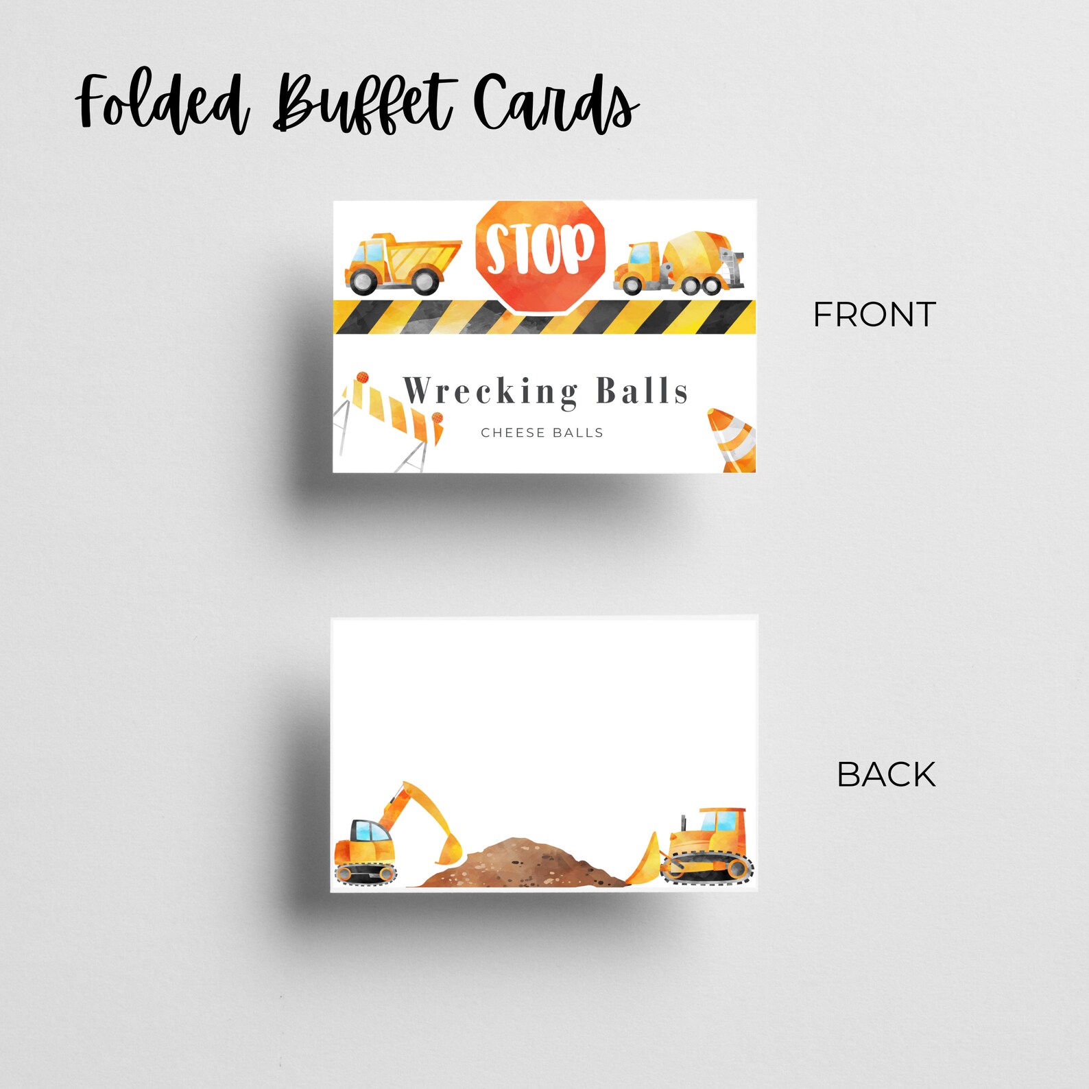 Construction Party Buffet Cards - INSTANT DOWNLOAD Editable Buffet Card ...