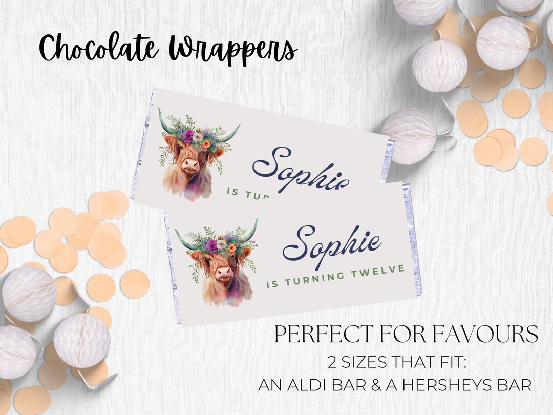 Highland Cow Chocolate Bar Wrapper INSTANT DOWNLOAD Aldi - Etsy