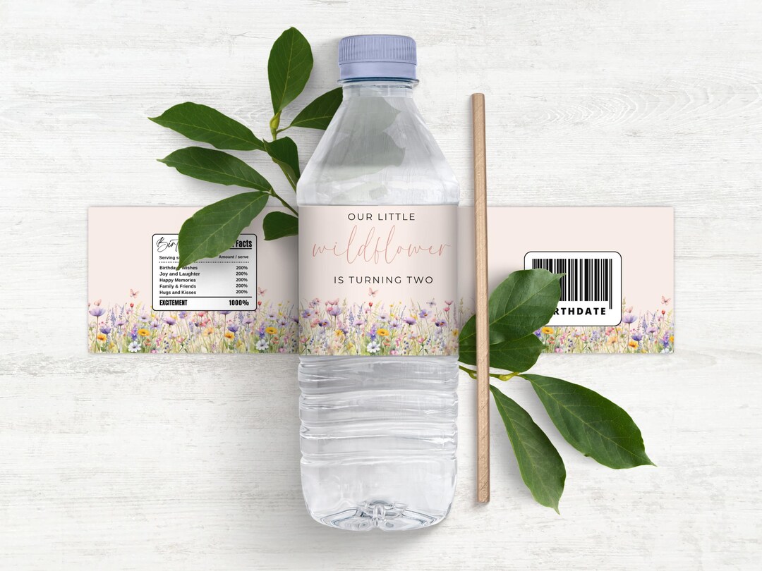 Wildflower Bottle Label Template | Boho Flowers Water Bottle Label ...